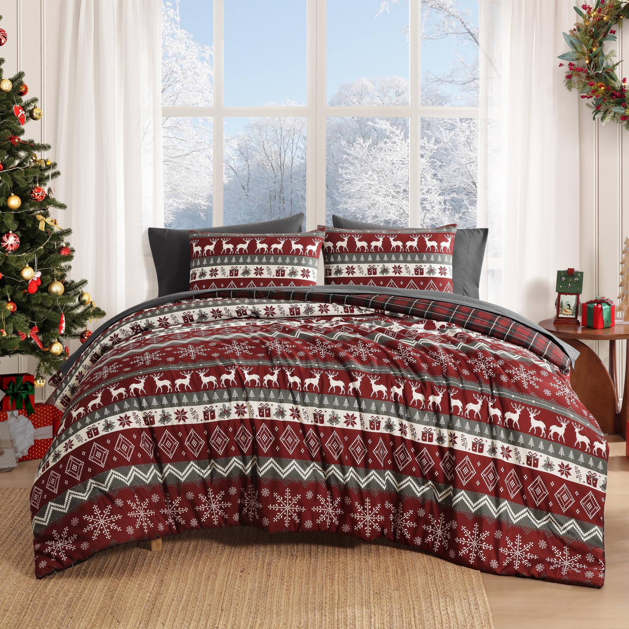 Paradigms Interiors Xl Comforter Set Plaid Design 5 Pieces For Dorm ...