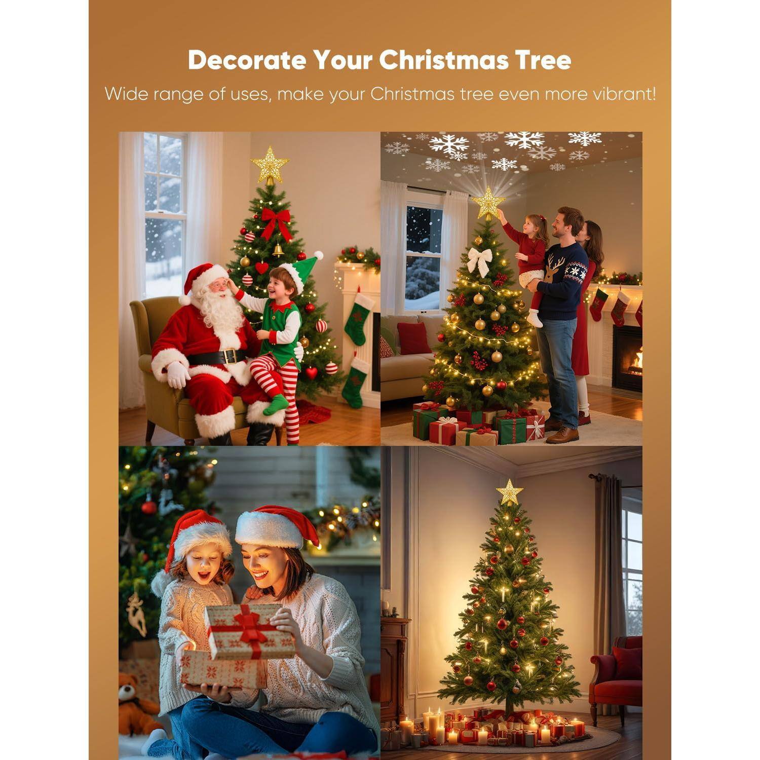 Stylel Star Christmas Star Tree Topper With Built in 3d Glitter Led ...