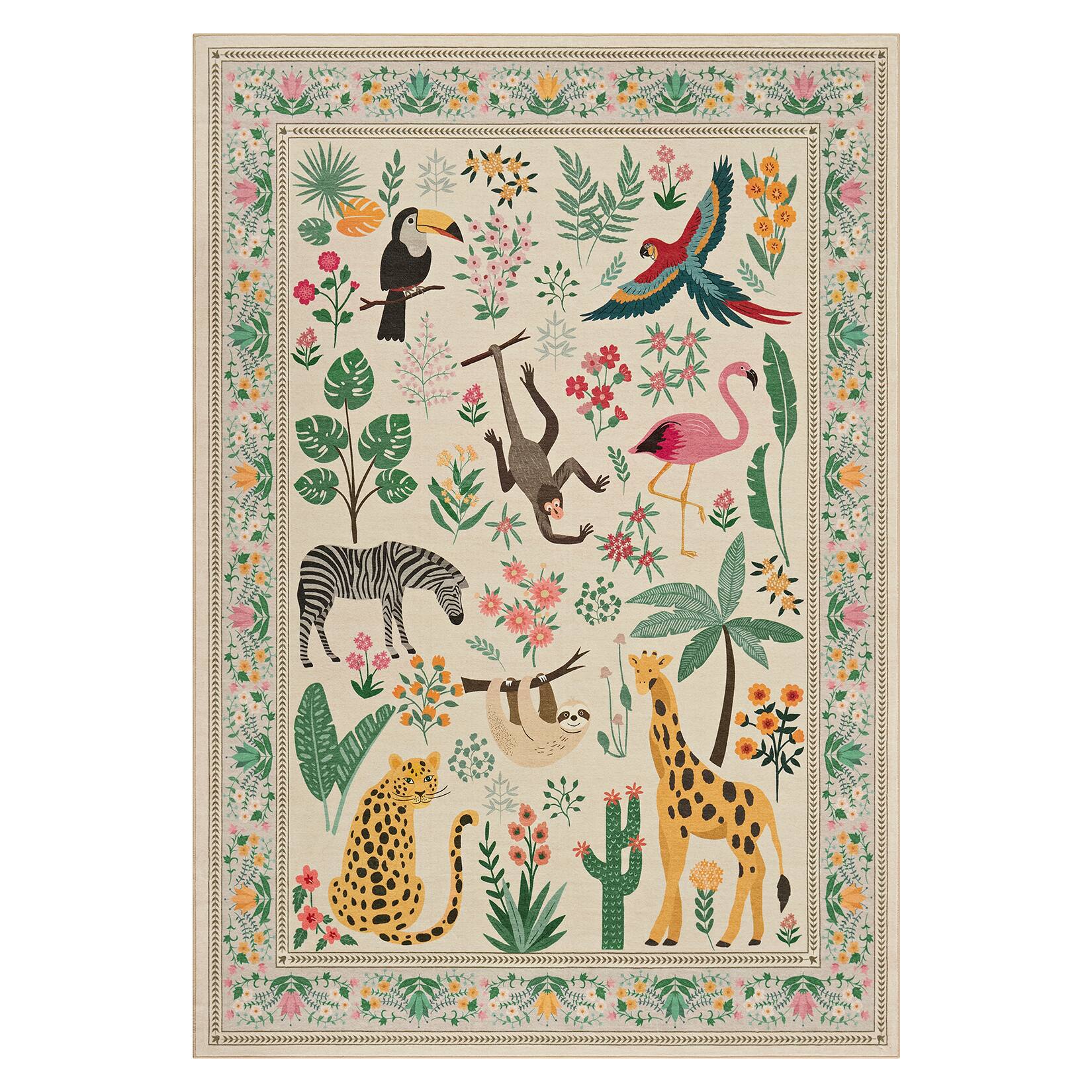Acekool Washable Animal Bird Area Rugs, Soft Modern Forest Jungel ...
