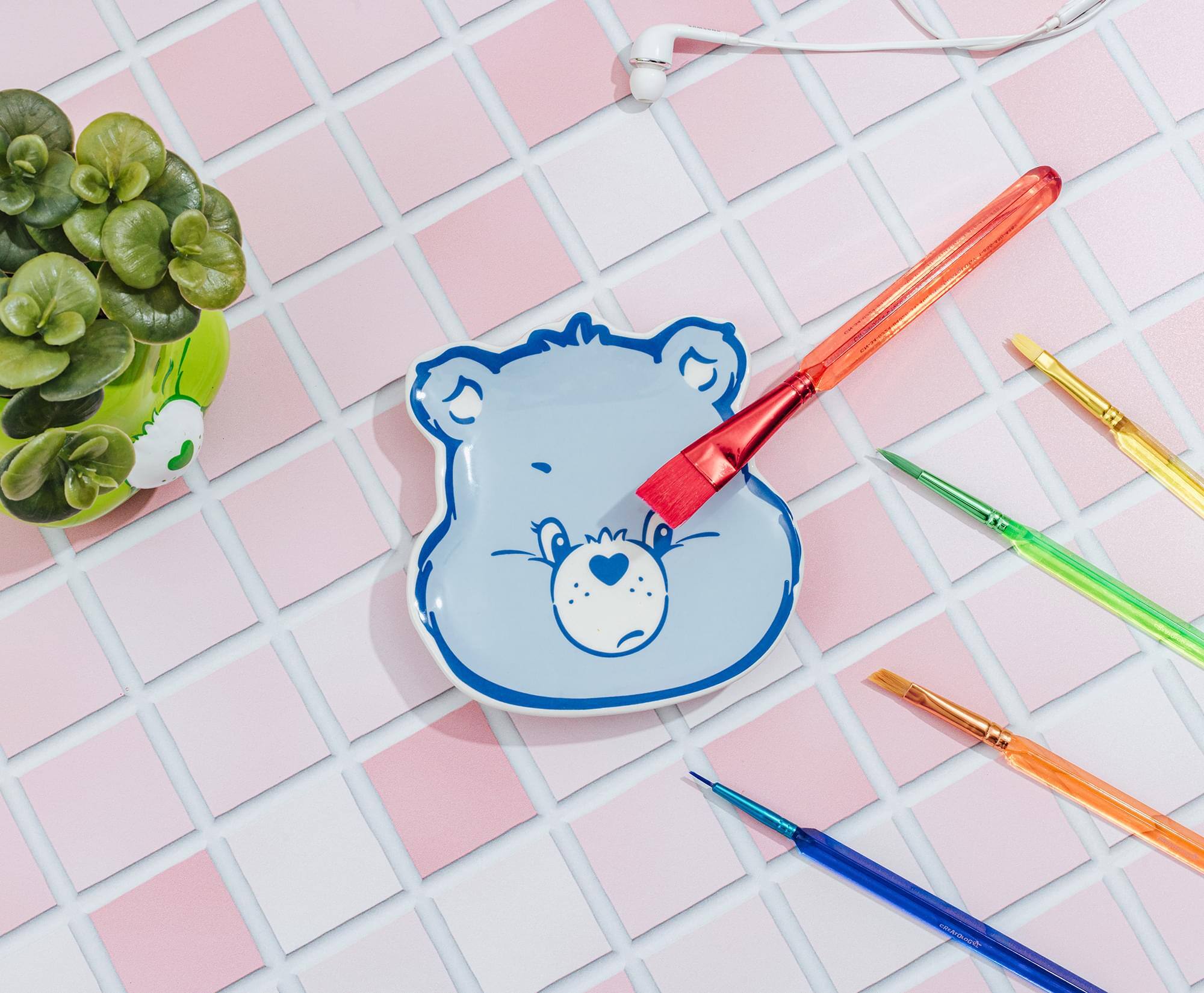 Care Bears Grumpy Bear Face Sculpted Ceramic Trinket Tray Dish Blue ...