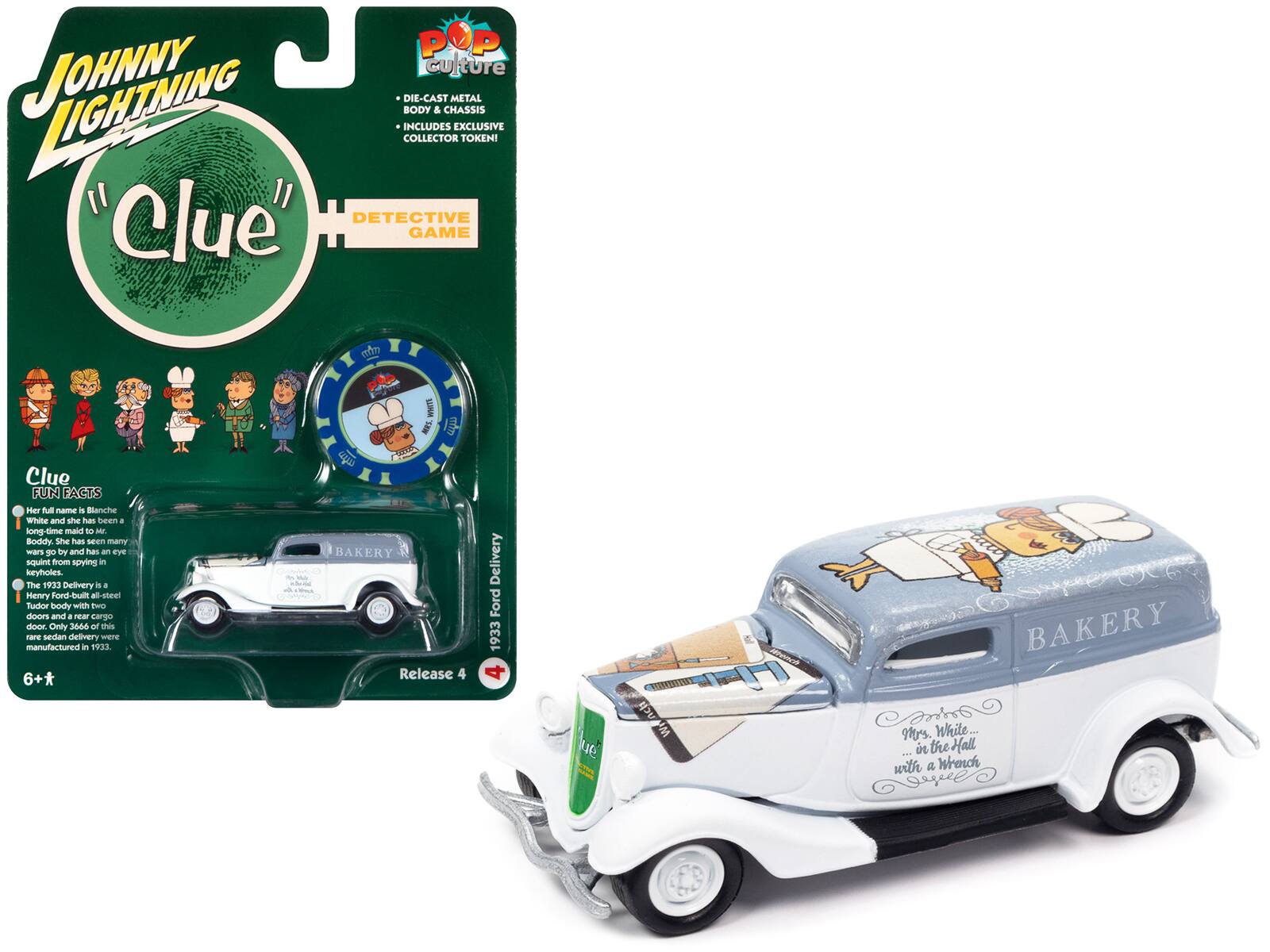 Johnny Lightning 1933 Ford Delivery Van White Gray Top (Mrs. White ...