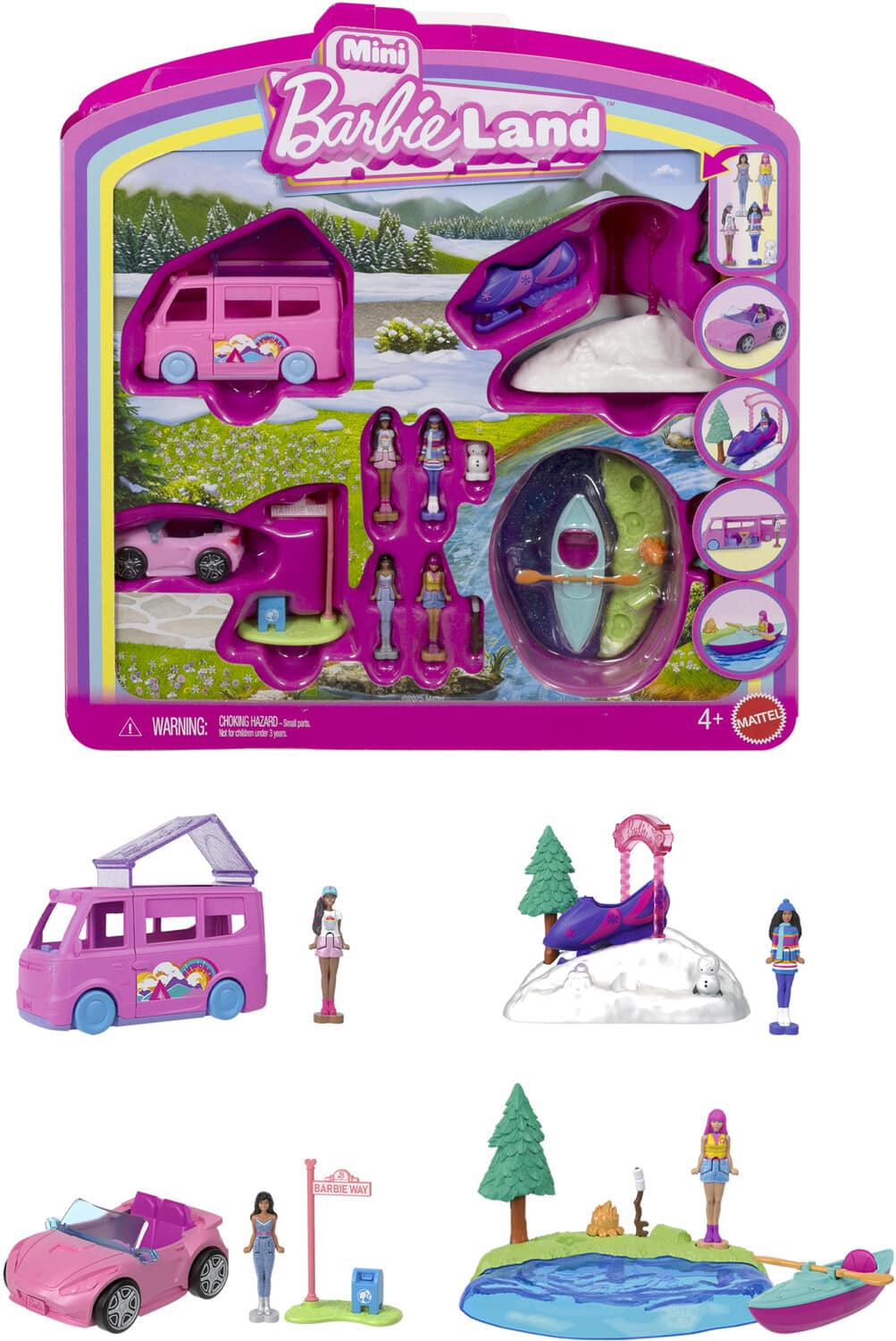 Mattel Barbie Mini Barbieland 4-Pack & Vehicle Set - Collectibles ...