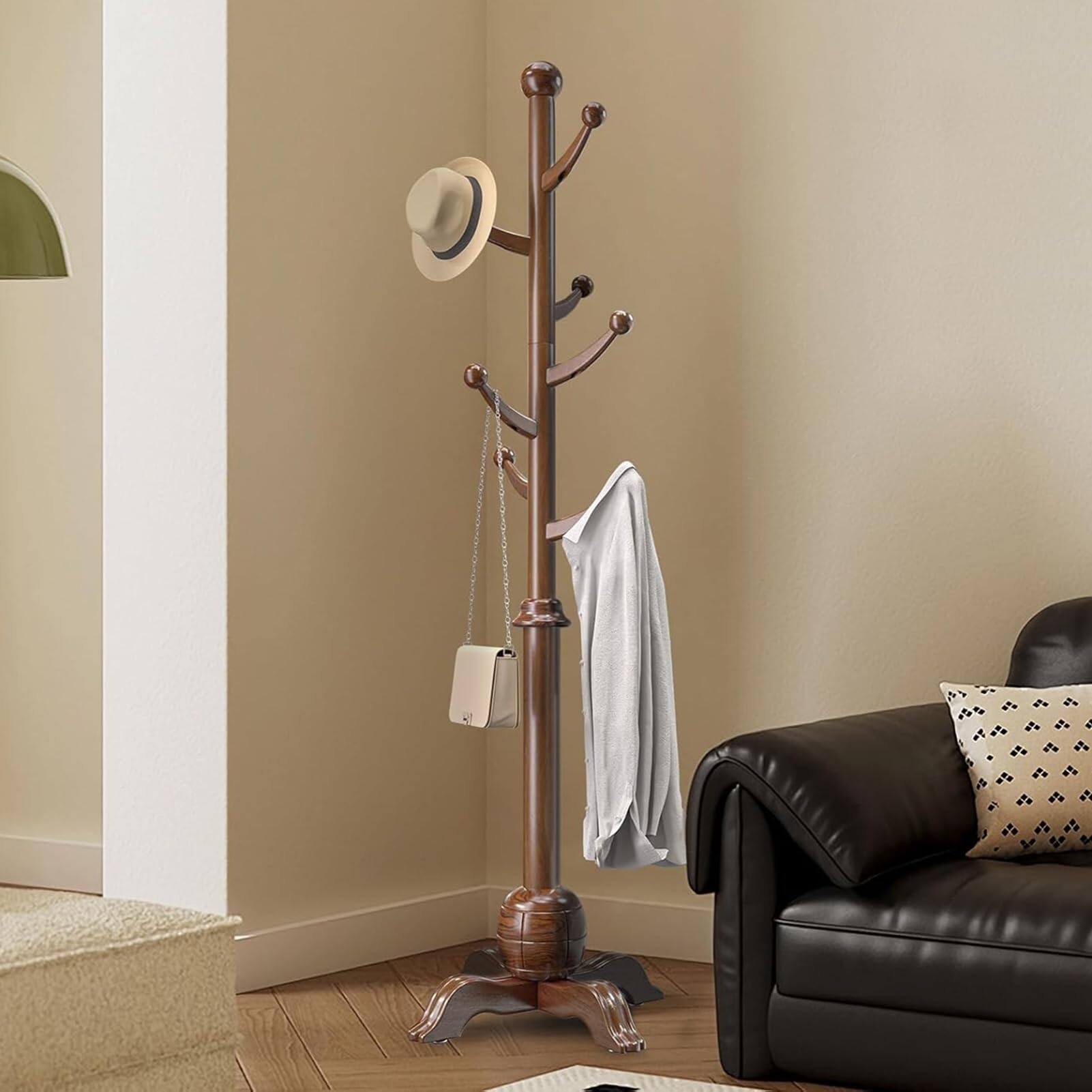 Hirose Alice Wooden Coat Rack Freestanding Coat Racks with Coat Tree ...