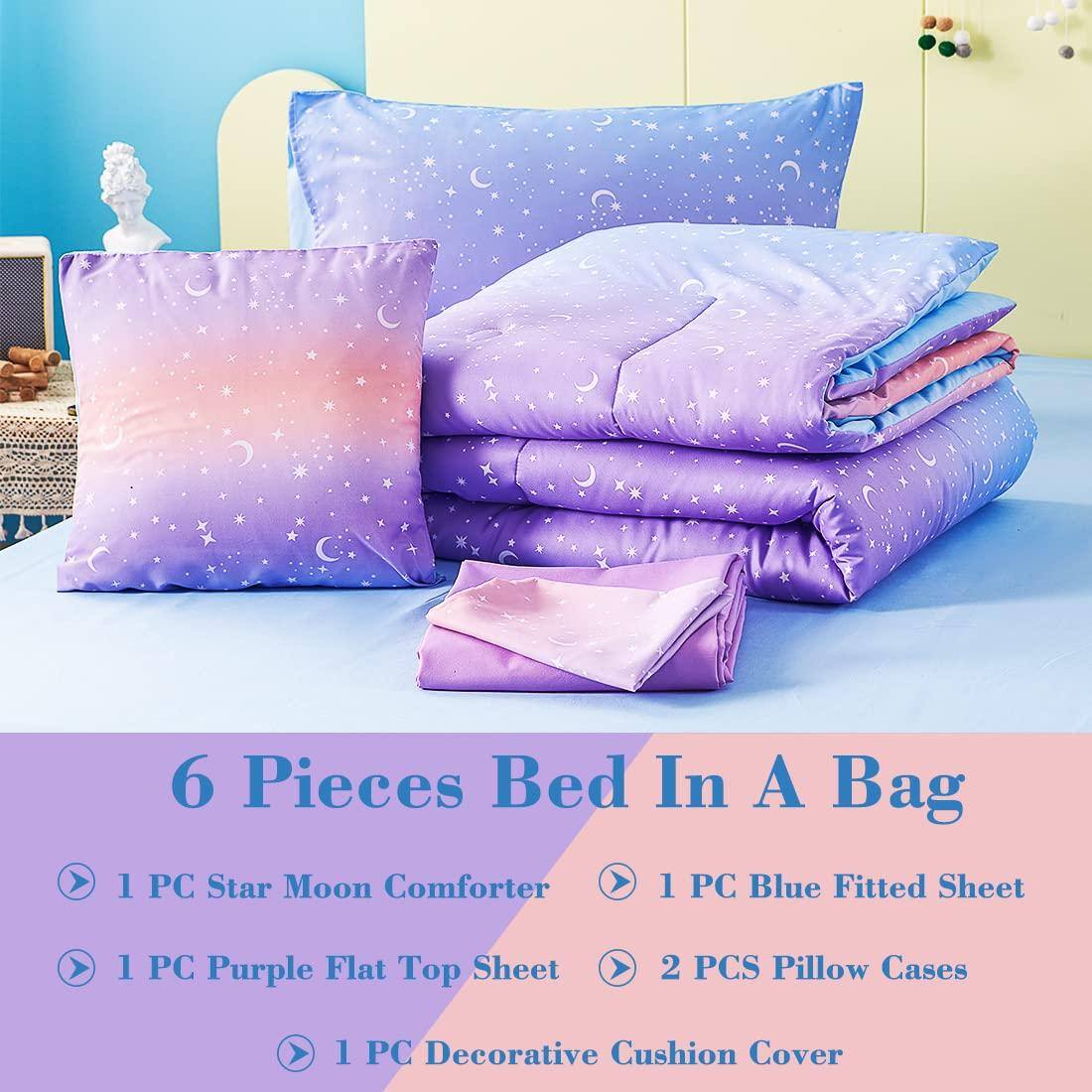 Reds Spade Comforter Set For 6pcs Bed In A Bag Gradient Moon Stars ...
