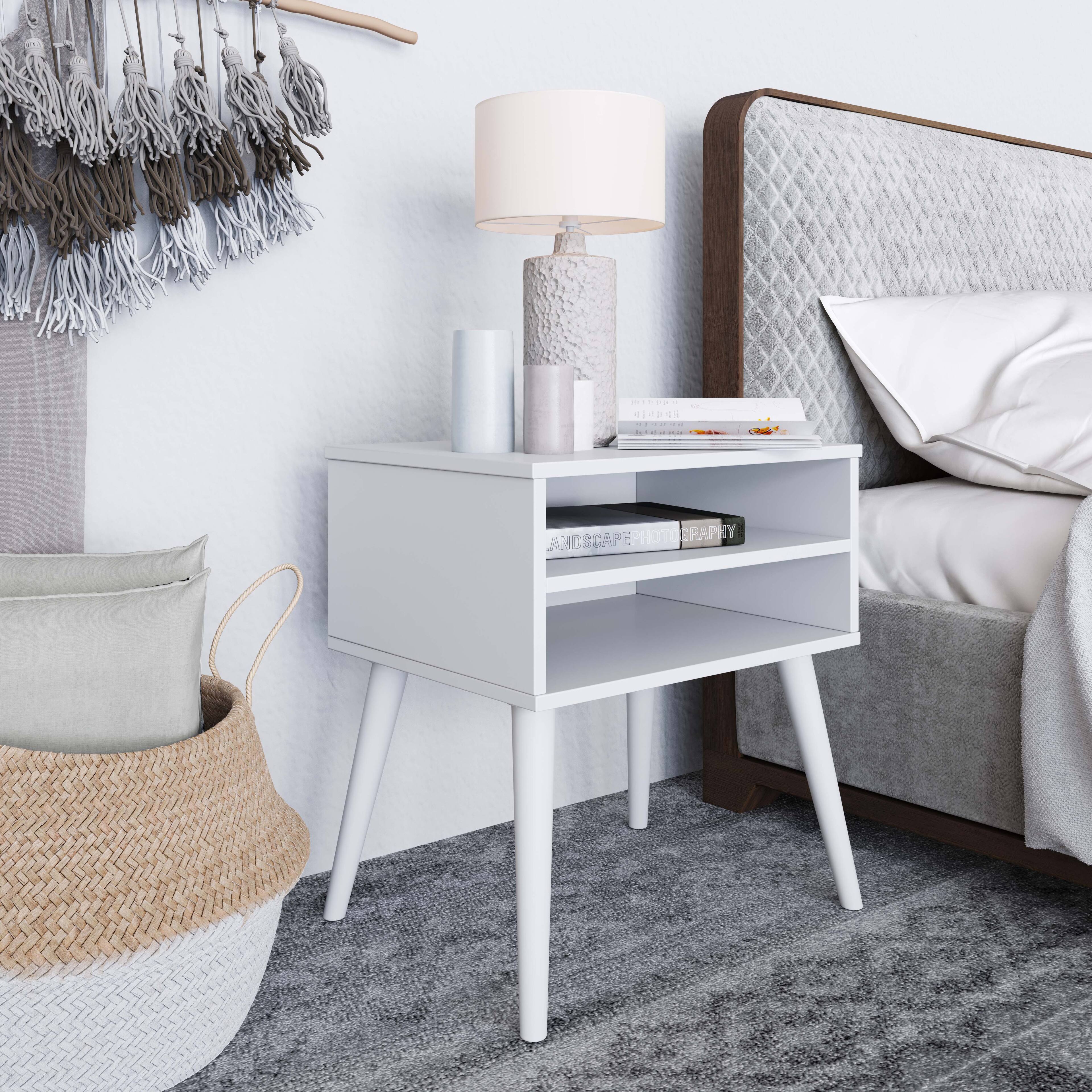 Boyd Sleep Ragusa Mid Century Modern Two Shelf Nightstand, Low Profile ...