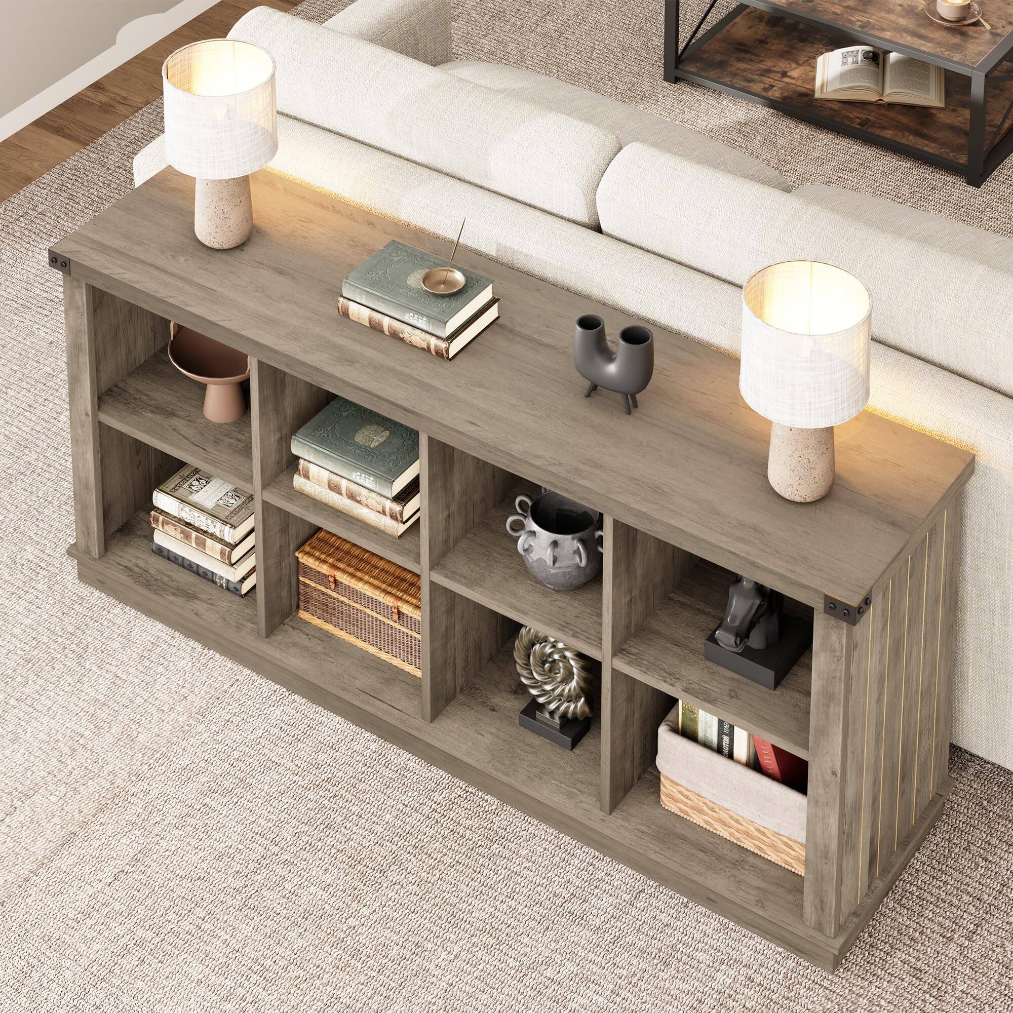 Acekool 8 Cube Storage Organizer Bookshelf, Farmhouse Horizontal ...