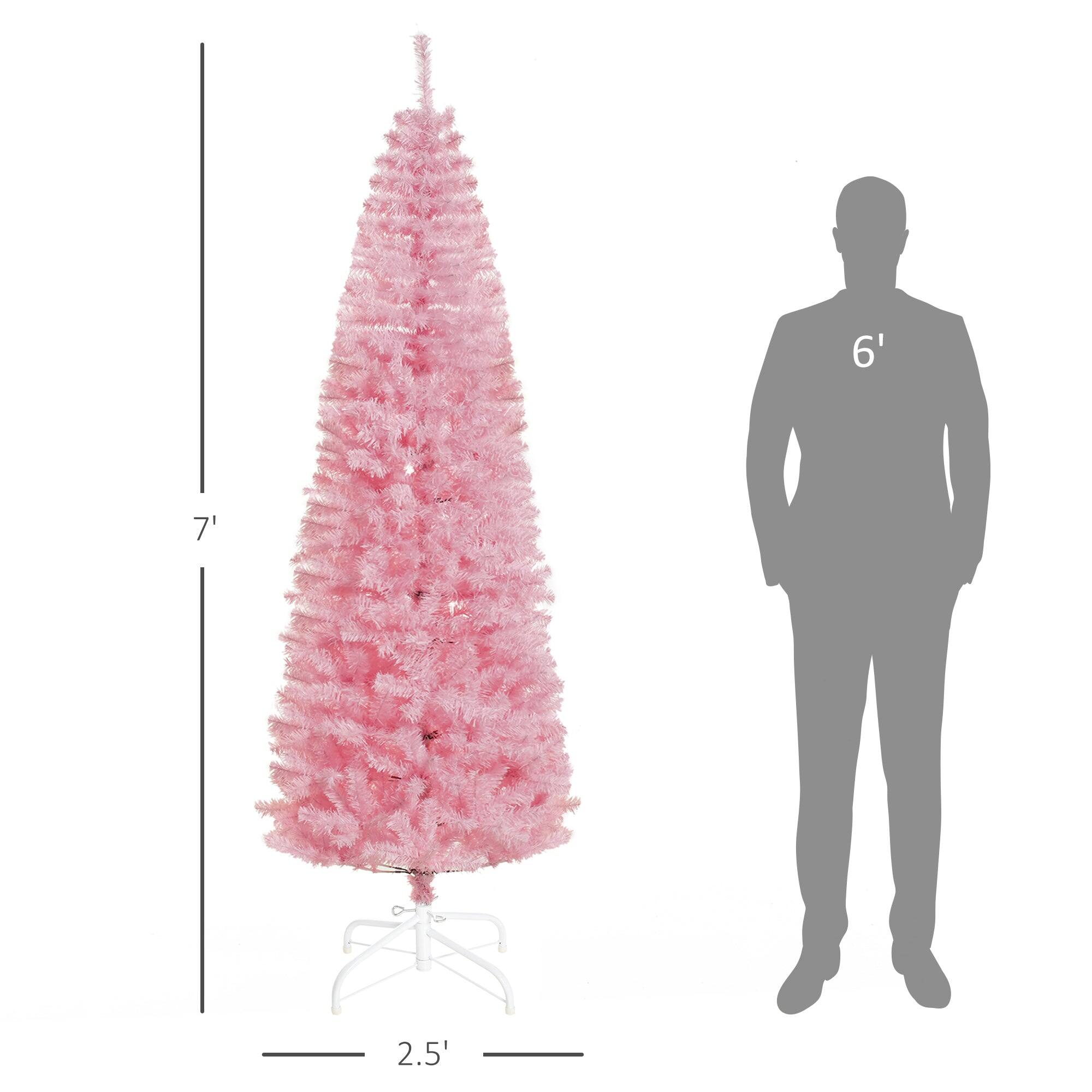 BreeBe 7 ft Tall Unlit Slim Douglas Fir Artificial Christmas Tree with ...