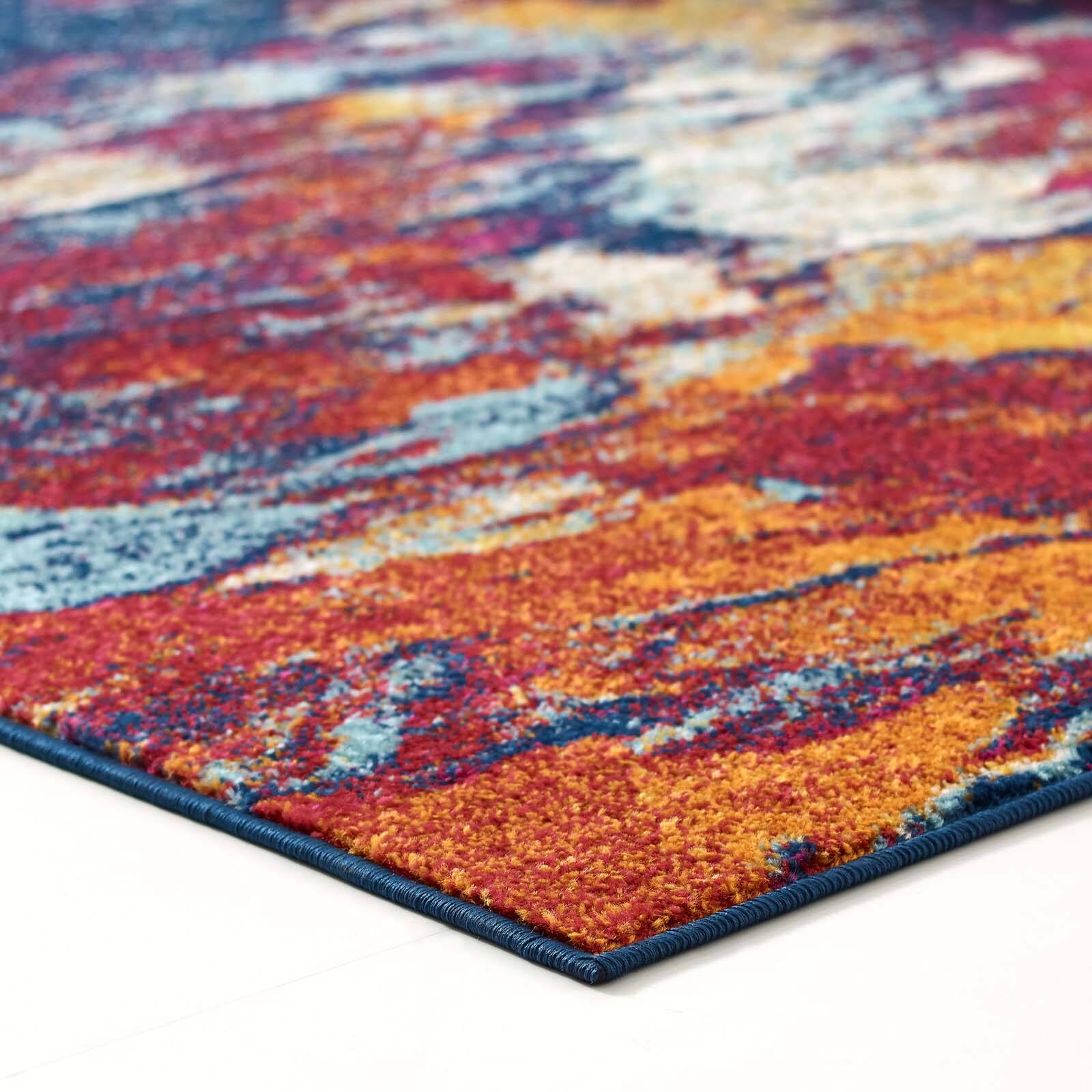 Modway Entourage Foliage Contemporary Modern Abstract Area Rug Blue ...