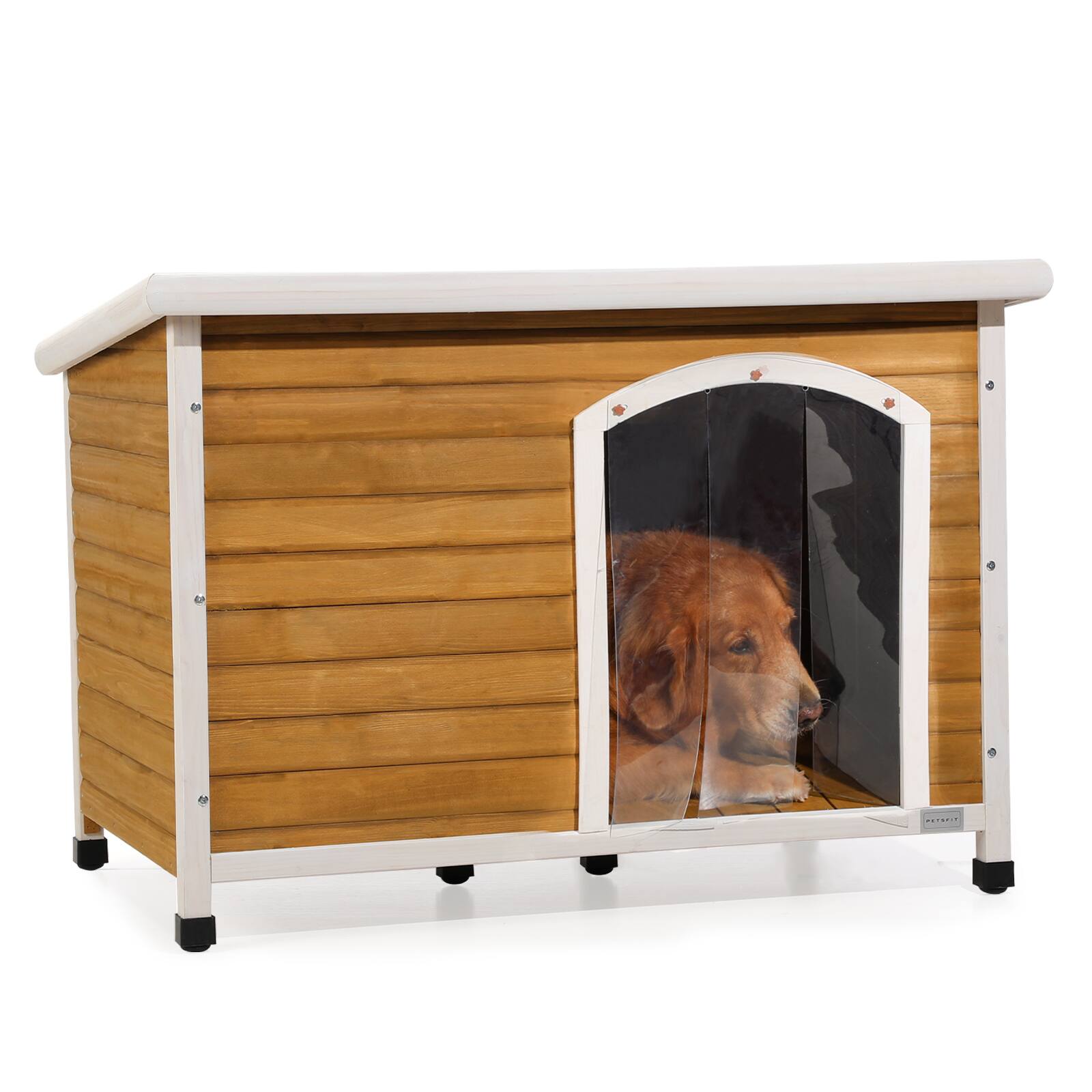 APRILSOUL Large Wooden Outdoor Dog House Waterproof Roof Elevated Floor ...