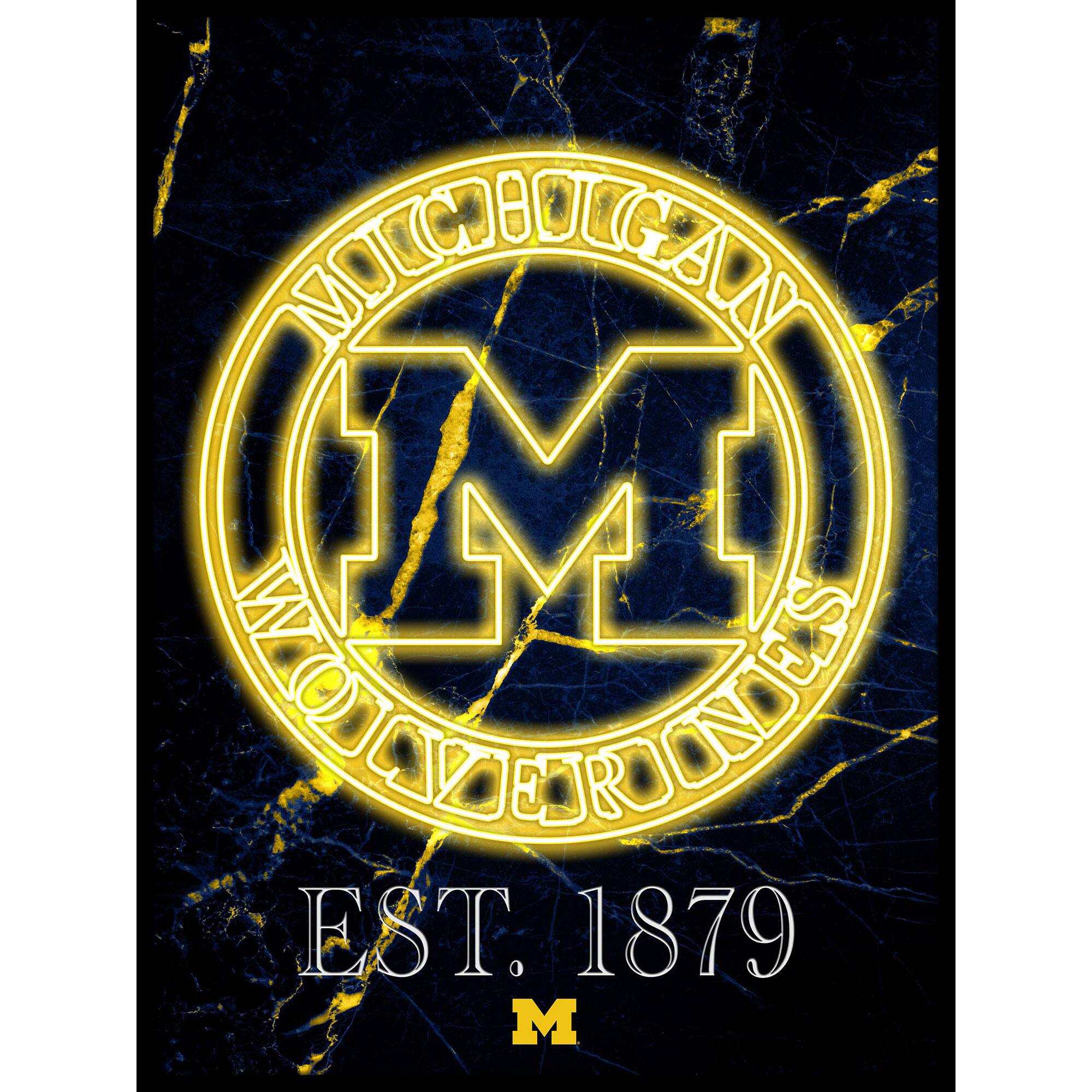 Fan Creations Michigan Wolverines 12'' x 16'' Framed Circle Logo Print ...