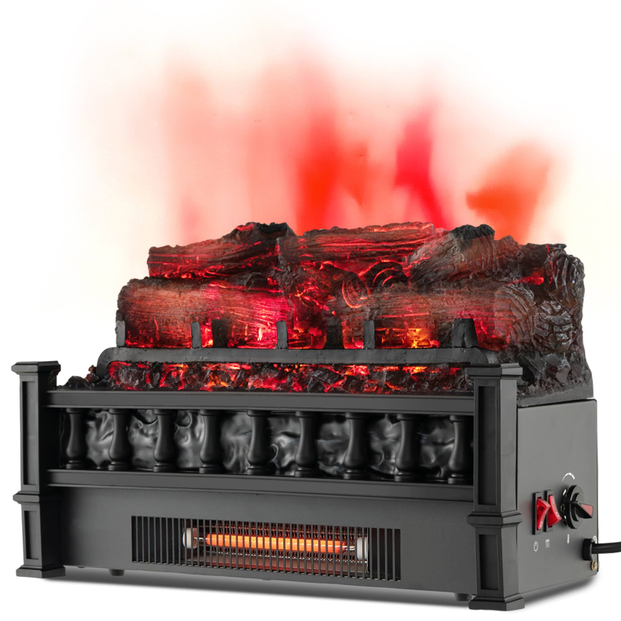 Gymax 20'' Infrared Quartz Electric Fireplace Heater W/ Pinewood Ember ...