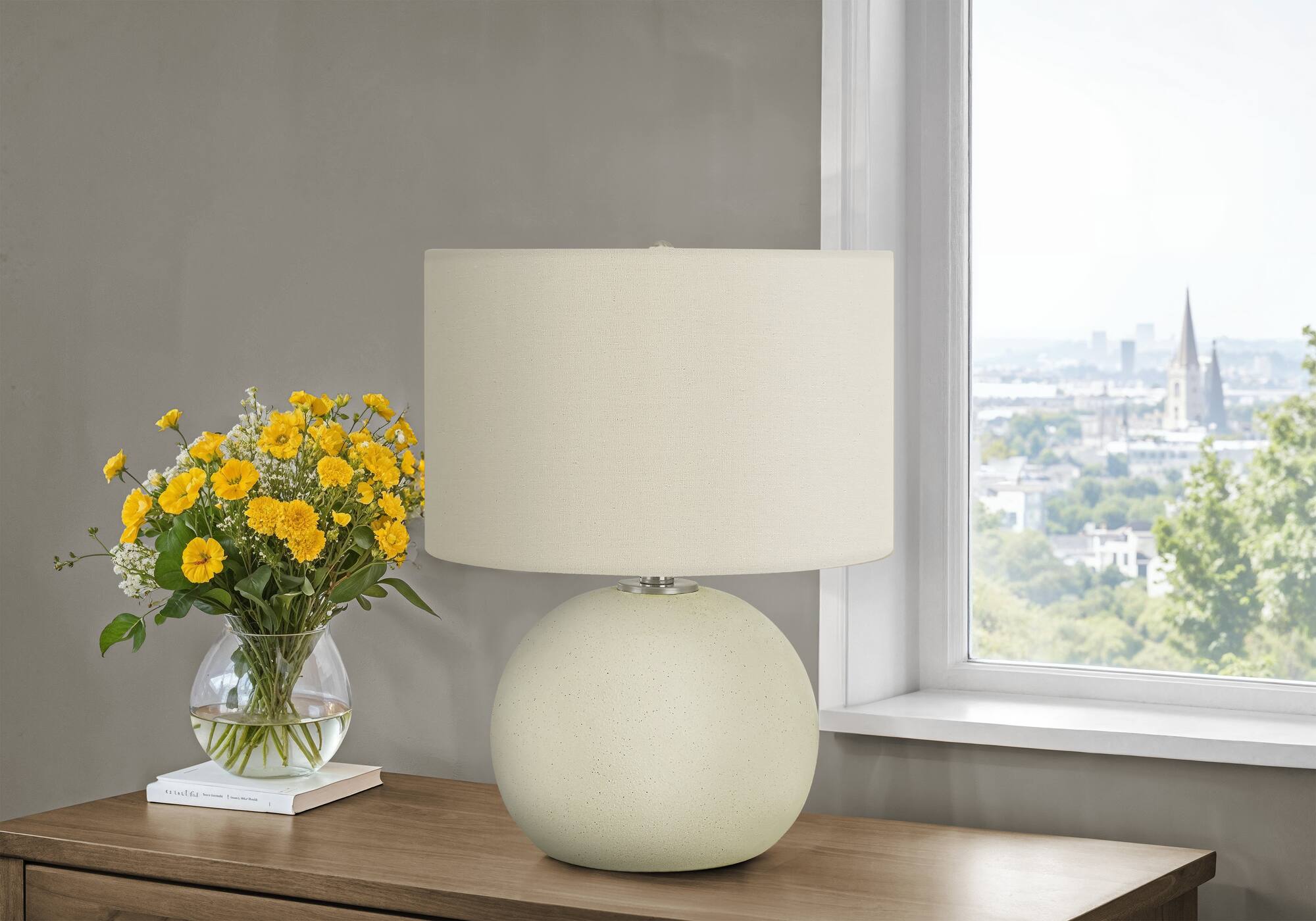 APRILSOUL Lighting 18inh Table Lamp Ivory / Shade Ceramic Contemporary ...