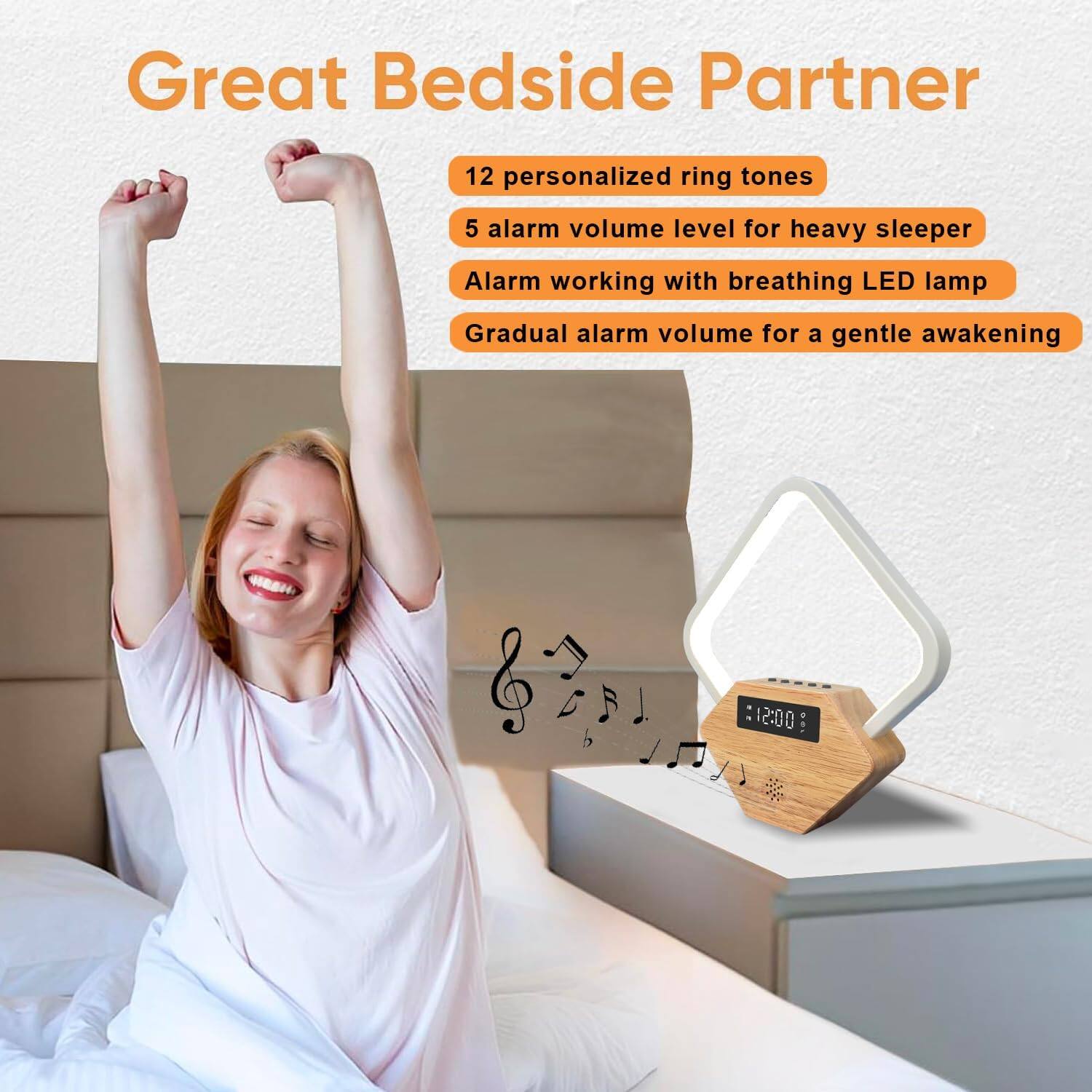 Stamp n Camp Wood Sunrise Alarm Clock with White Noise Machine 3 Color ...