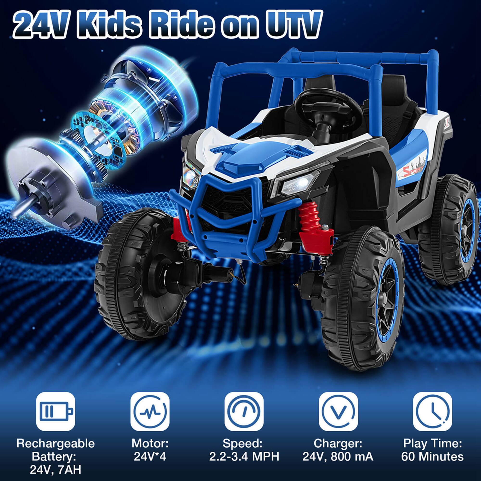 Gymax 24V Kids Ride on UTV w/ 4 x 100W Powerful Engine Remote Control ...