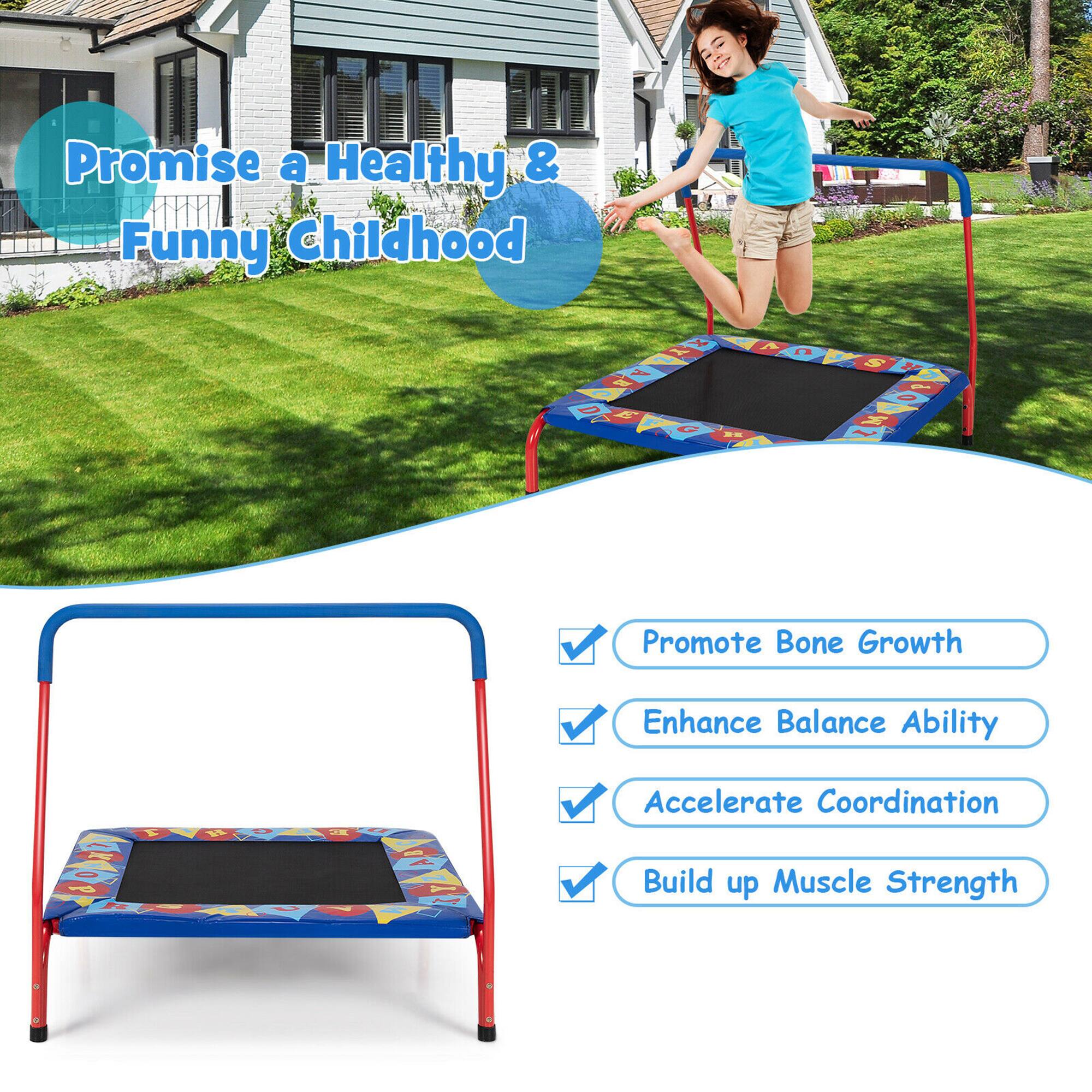Gymax 36'' Kids Square Trampoline Indoor Outdoor Rebounder W/Foam ...