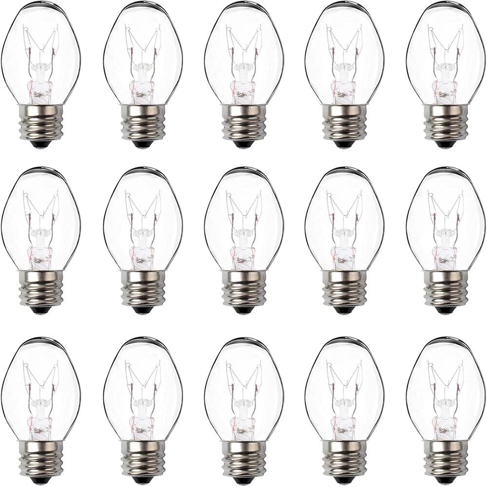 ACJPR C7 Night Light Bulbs (15 Pack) – 4W, E12 Candelabra Base, Warm ...