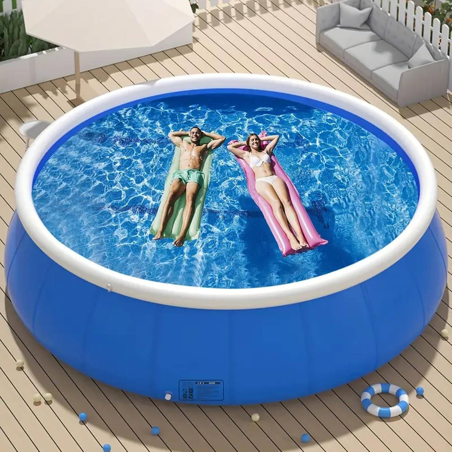 MOOSOO Inflatable Swimming Pool, 96*25 Pools, Family Lounge Pools Above ...