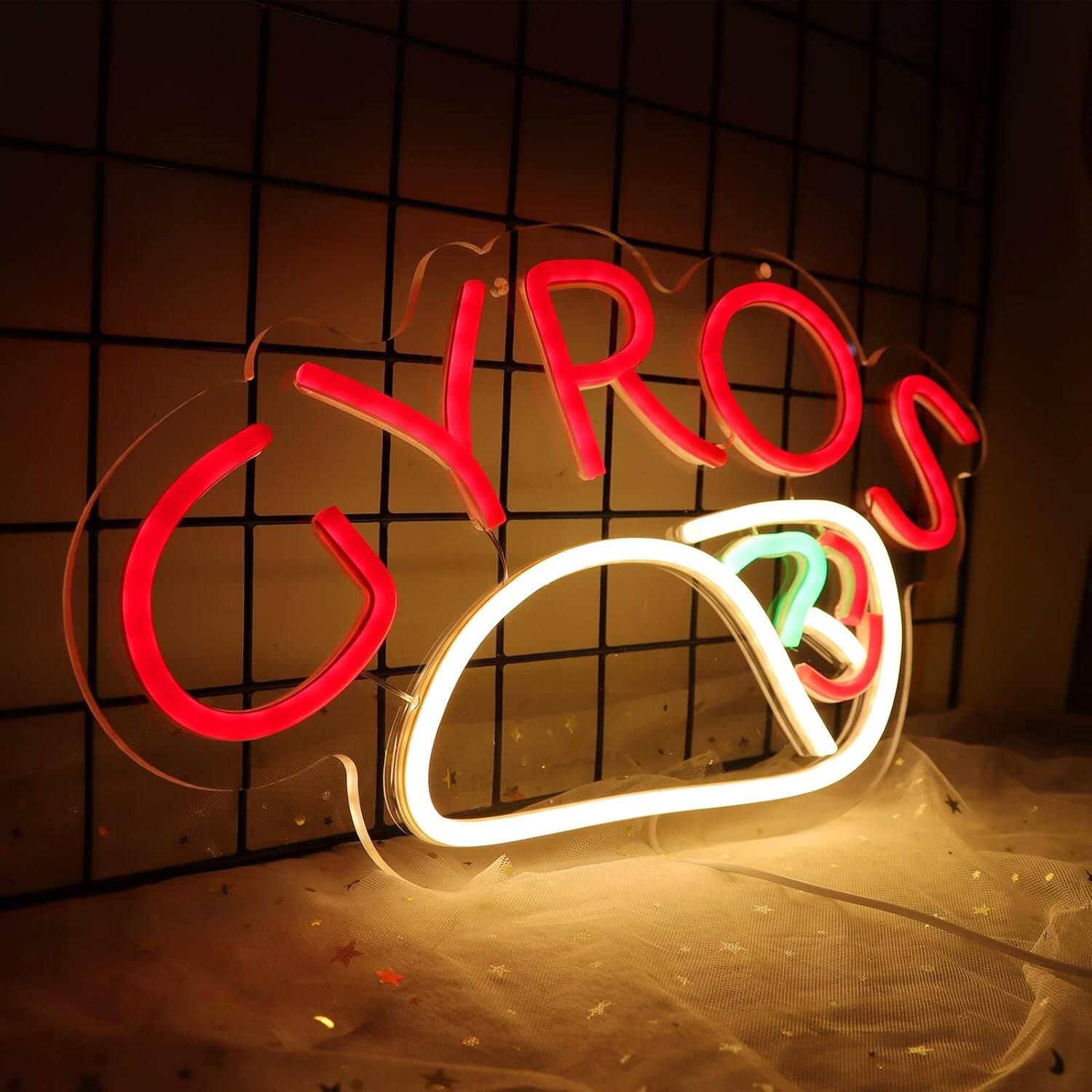 Auledio GYROS Food Neon Signs for Wall Decor Neon Lights for Bedroom ...