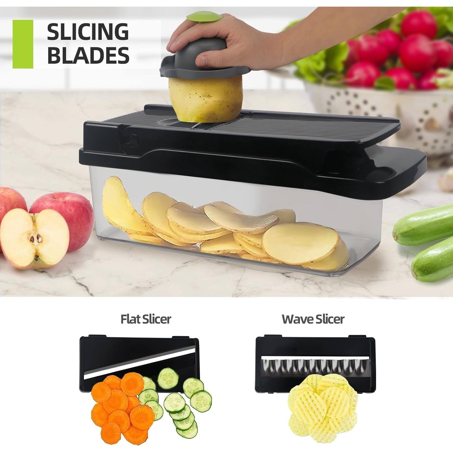 PARKER SLATER 18 in 1 Vegetable Chopper with Container, Mandoline ...