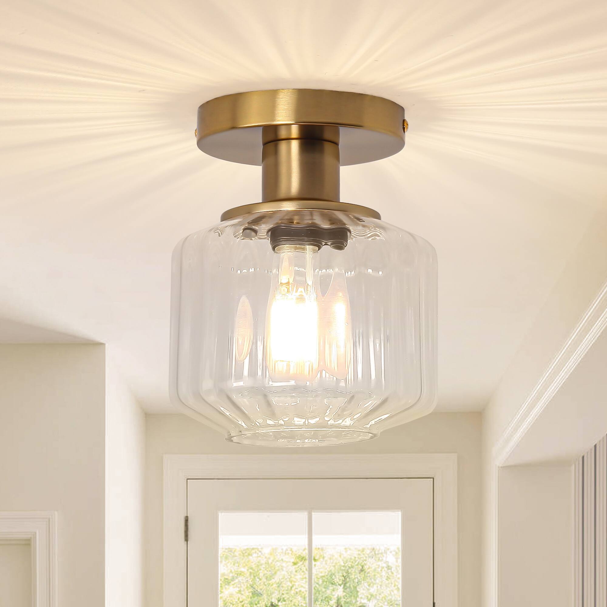 Parrot Uncle 6" Modern Glass Small Semi Flush Mount Ceiling Light Gold ...