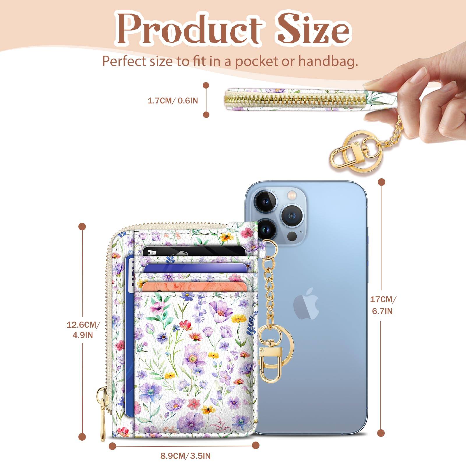 Jadie Link Slim Wallet Credit Card Holder Women Purple Flower Rfid ...