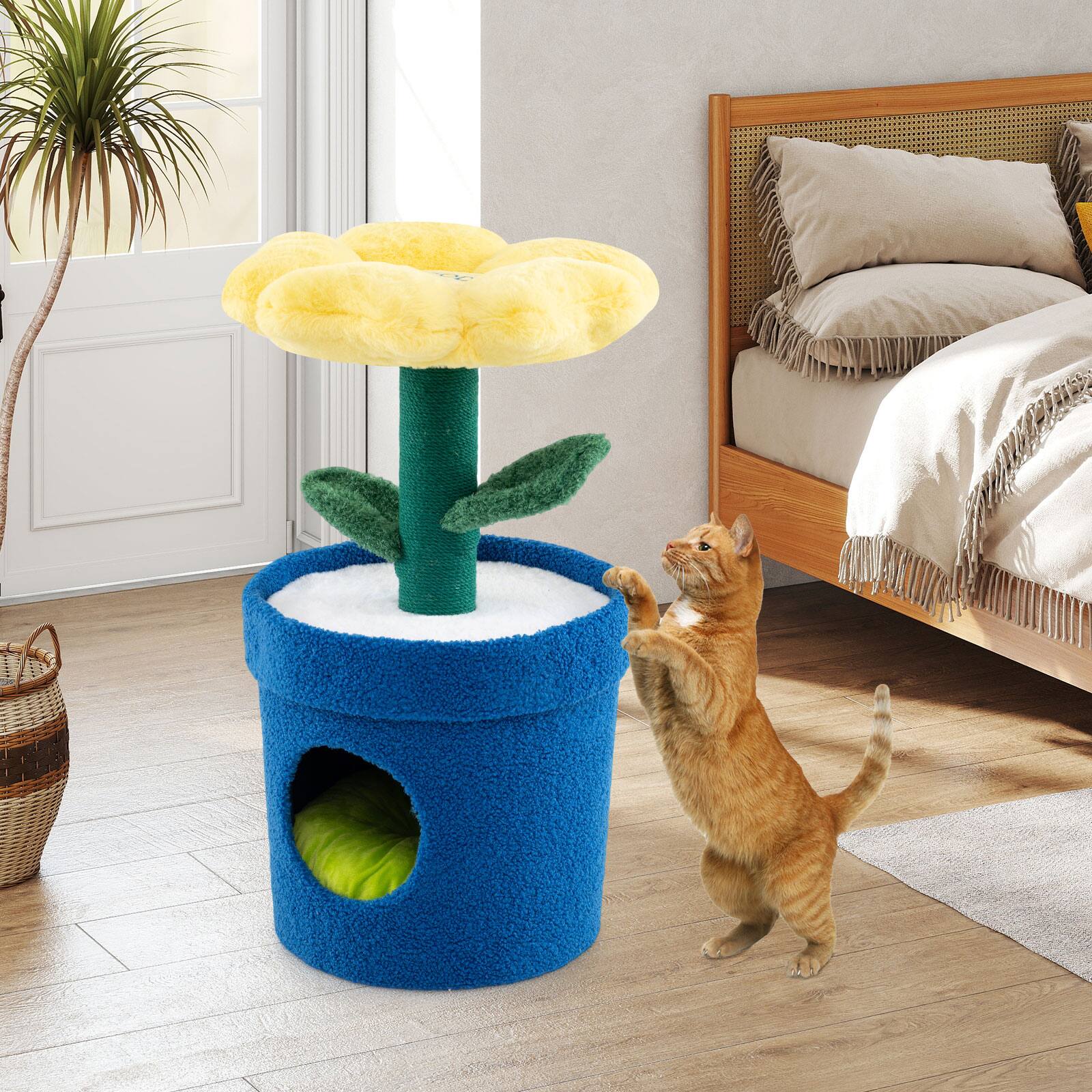Gymax Cute Cat Tree for Indoor Cats Kitten Tower w/Flower Padded Perch ...
