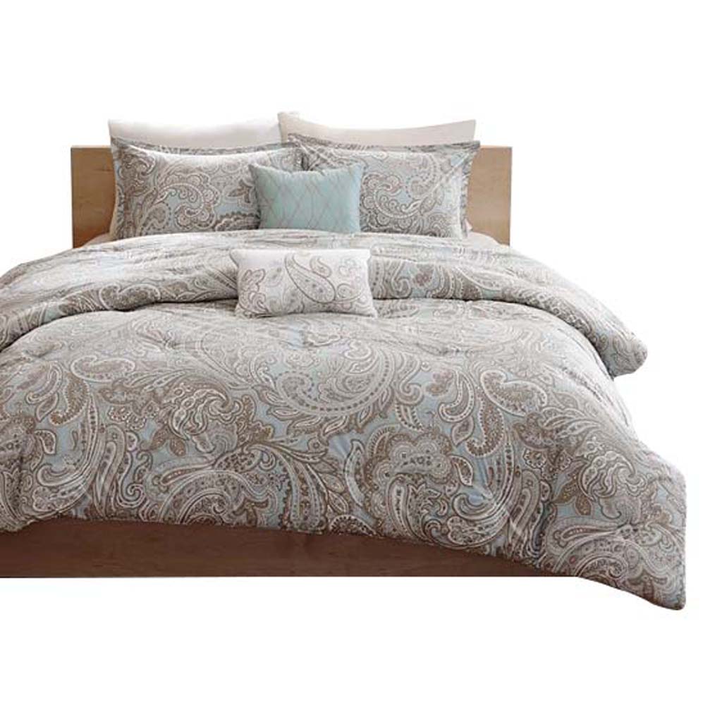 Gracie Mills Vicky 5 Piece Pasley Cotton Percale Comforter Set Blue 200 ...