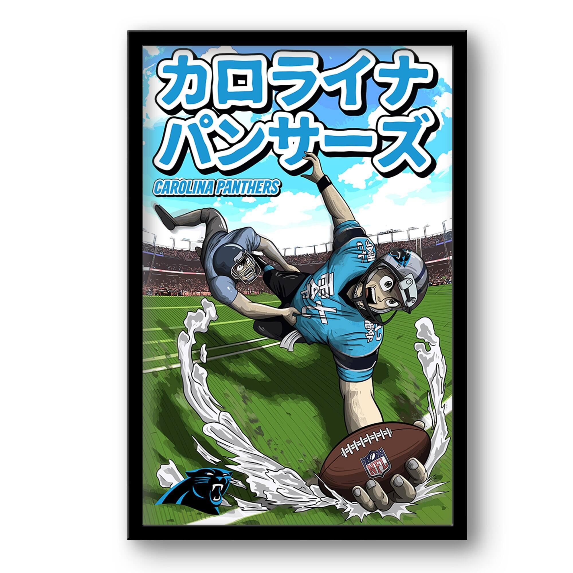 Sporticulture Carolina Panthers 14" x 20" Framed Anime Art Print ...