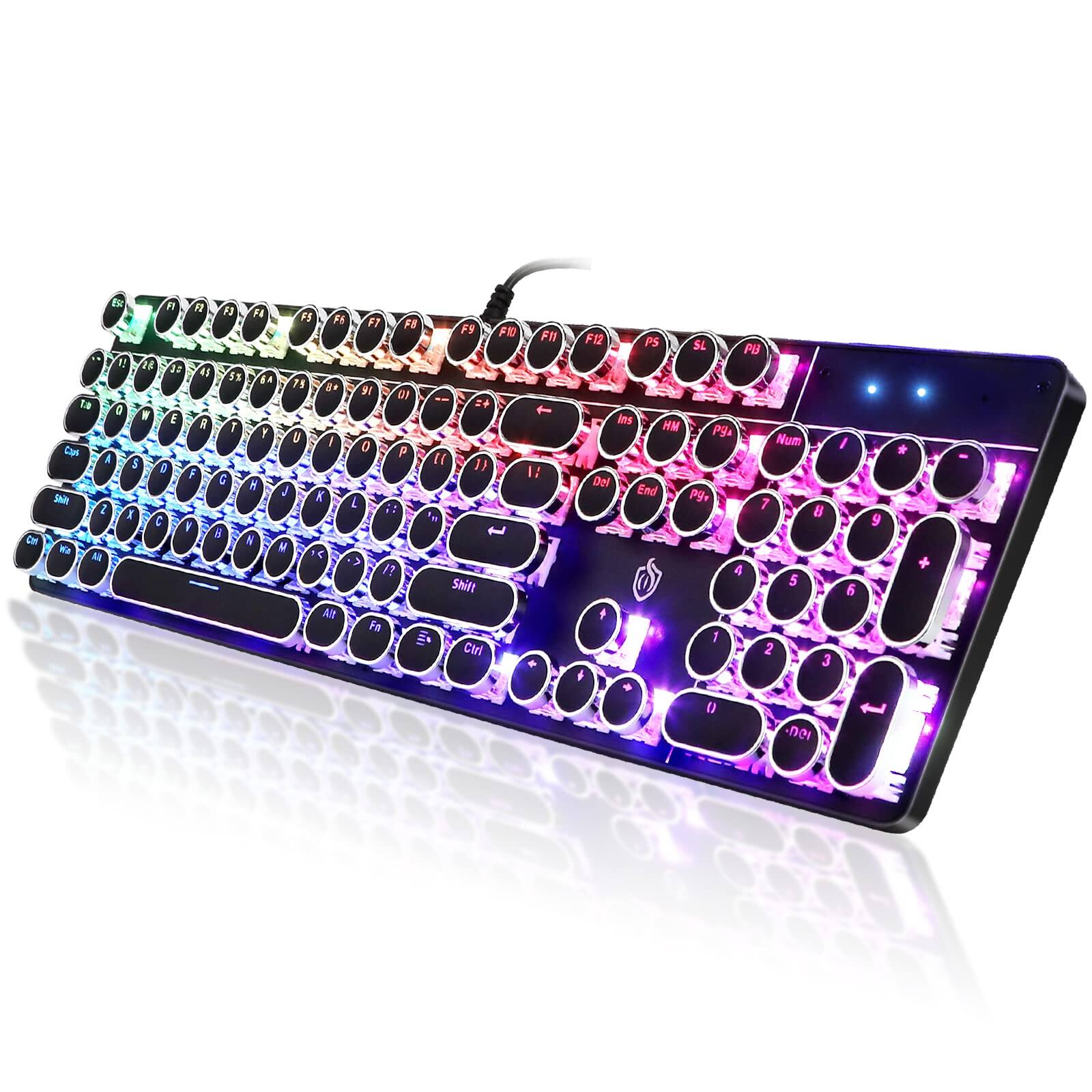 PO3TICJUNKI3 Typewriter Style Mechanical Gaming Rgb Backlit Wired With ...