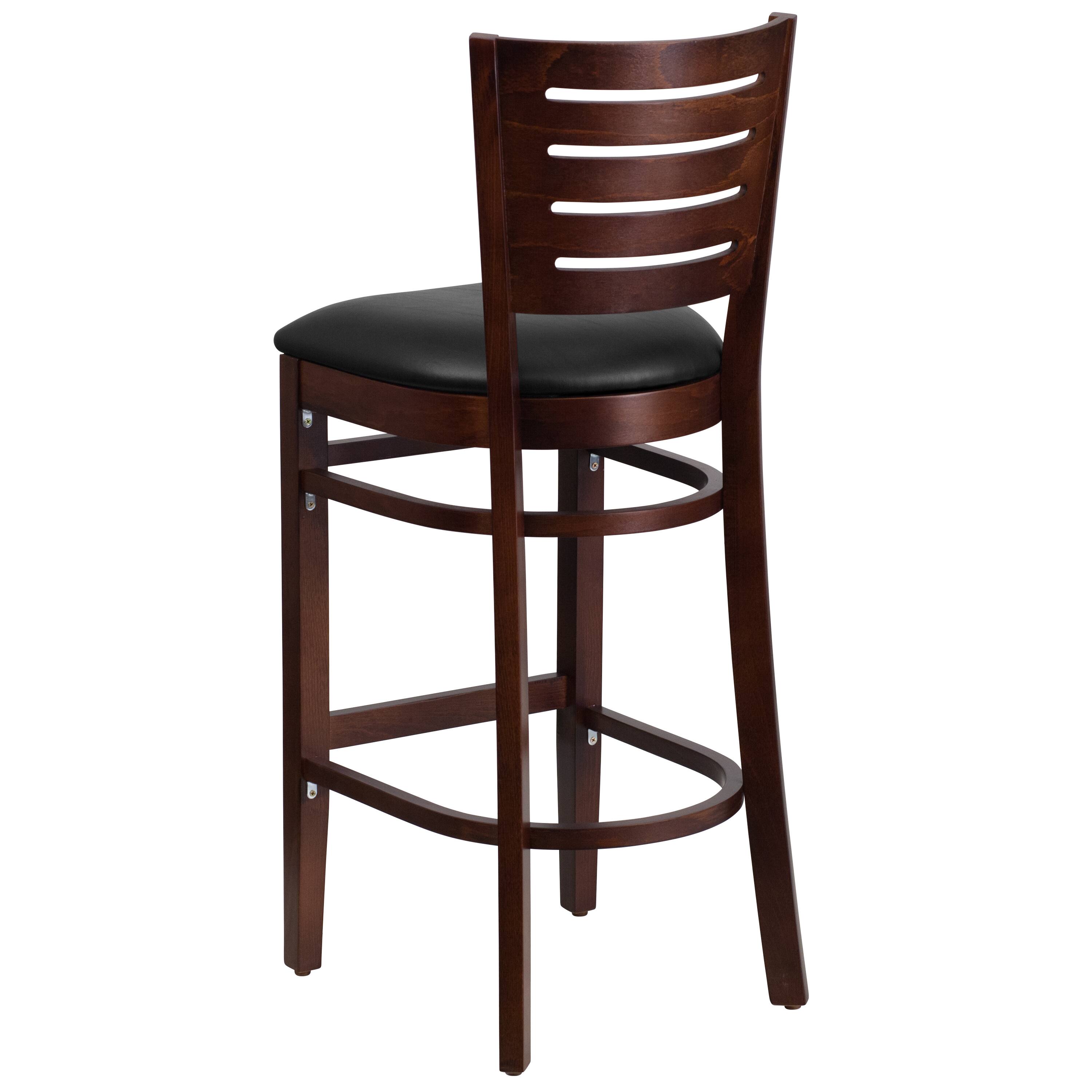 Emma + Oliver Slat Back Wooden Restaurant Dining Barstool Black Vinyl ...