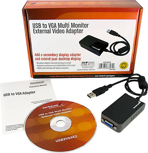 StarTech USB to VGA Multi Monitor External Video Adapter Gray USB2VGAE2 ...