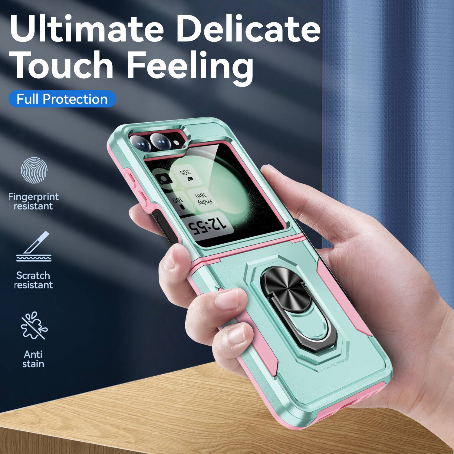 Dteck for Samsung Galaxy Z Flip6/7 FE Heavy Duty Case with Foldable ...