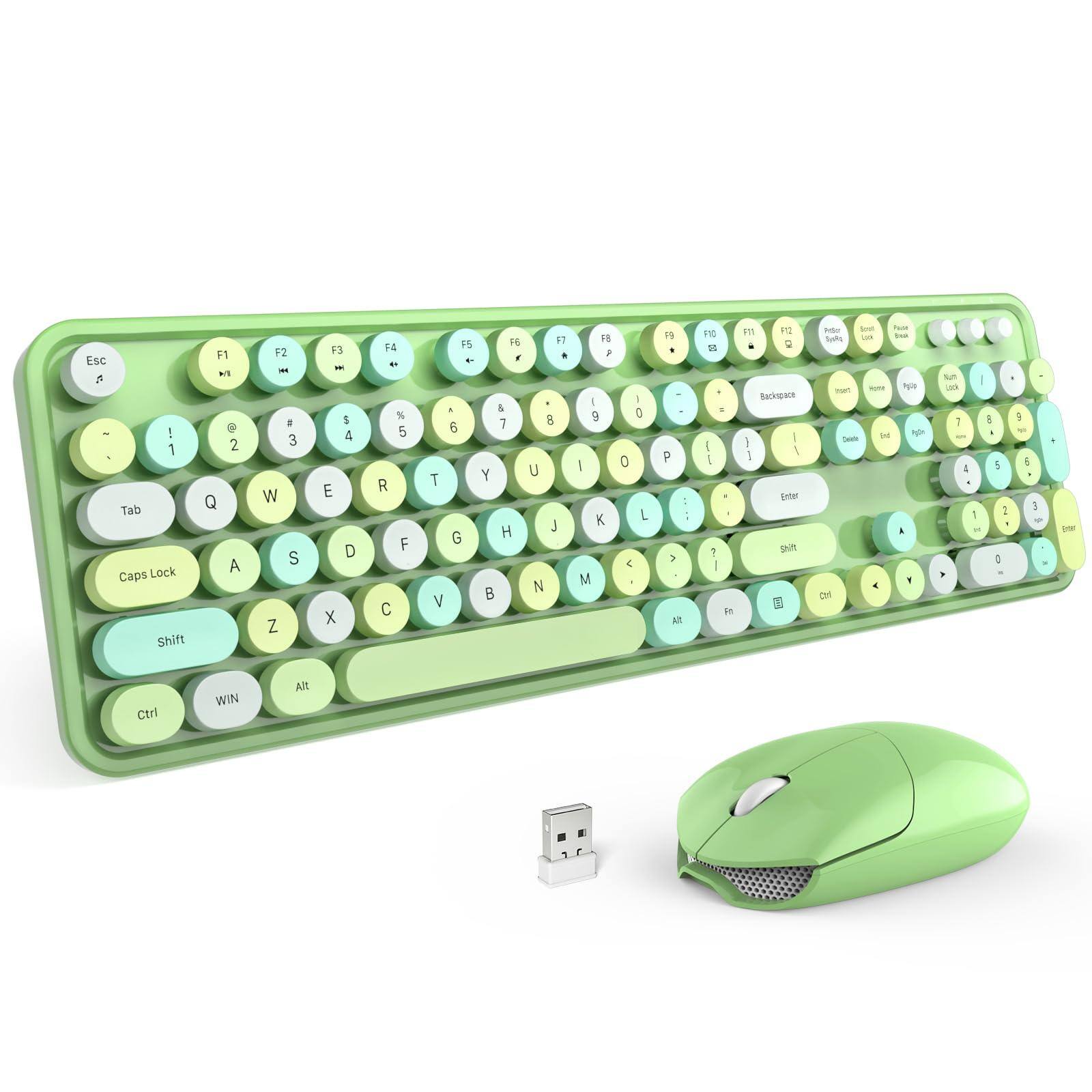 Cozy Serene Wireless And Mouse Combo Retro With Round Keycaps hz ...