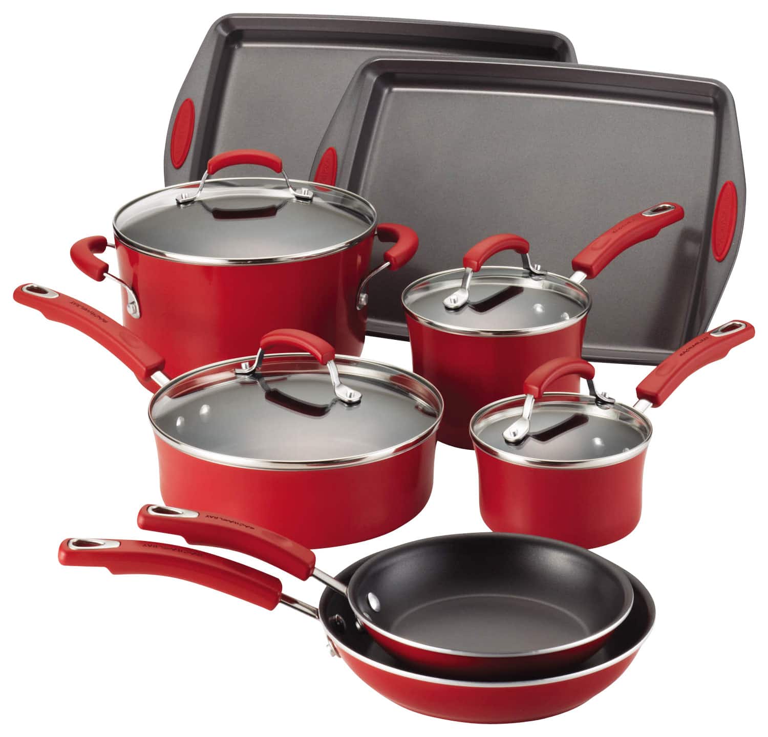 Customer Reviews: Rachael Ray Porcelain II 12-Piece Cookware Set Red ...