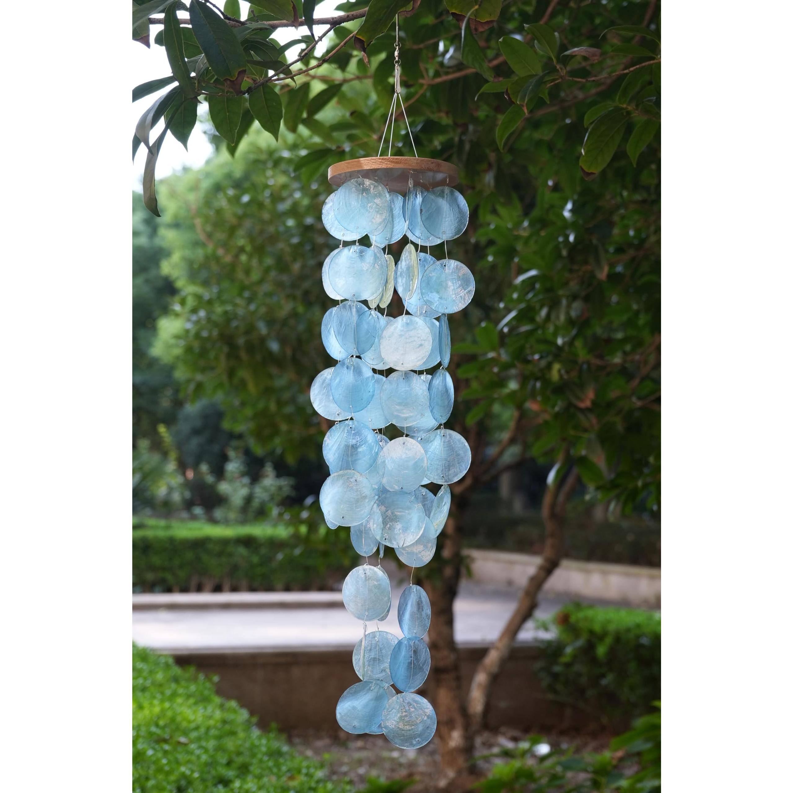 Fabibe Capiz Shell Wind Chime For Outside 28" Sea Glass Ocean/beach ...