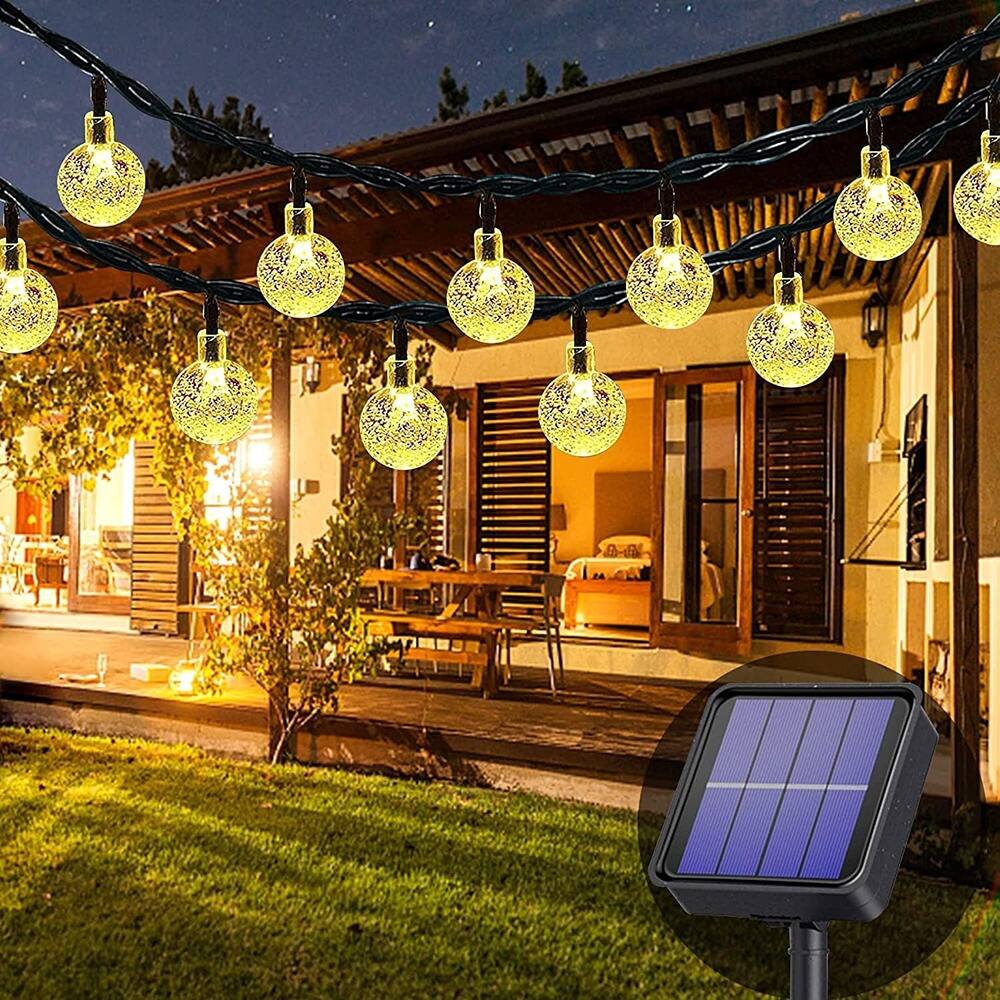 RTMB Outdoor Waterproof Solar String Lights with 50 LED Solar Crystal ...