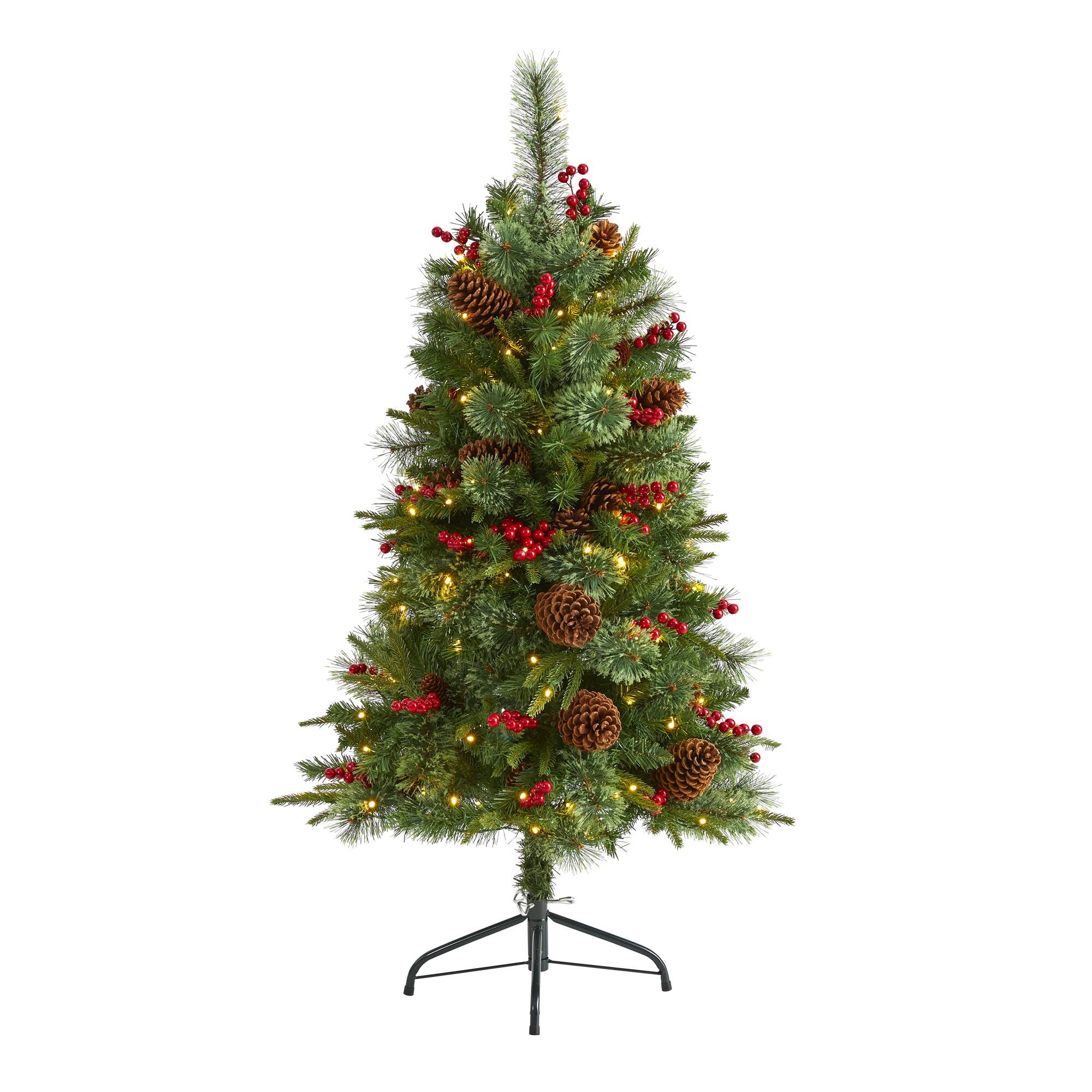 BreeBe 4’ Norway Pine Christmas Tree w/150 LED, Cones and Berries Multi T1673 - Best Buy