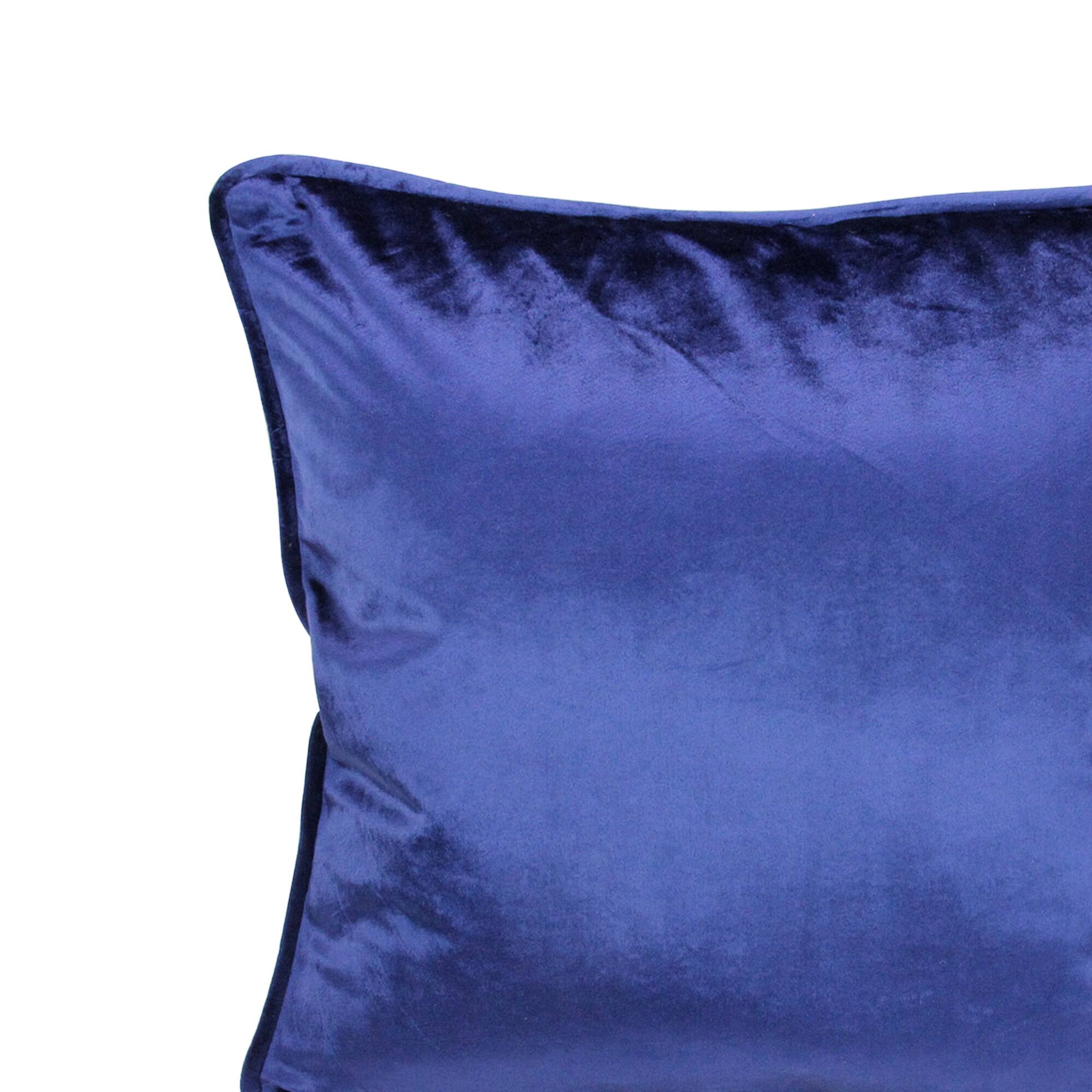 Northlight 17" Navy Velvet Plush Velvet Solid Square Throw Pillow with ...