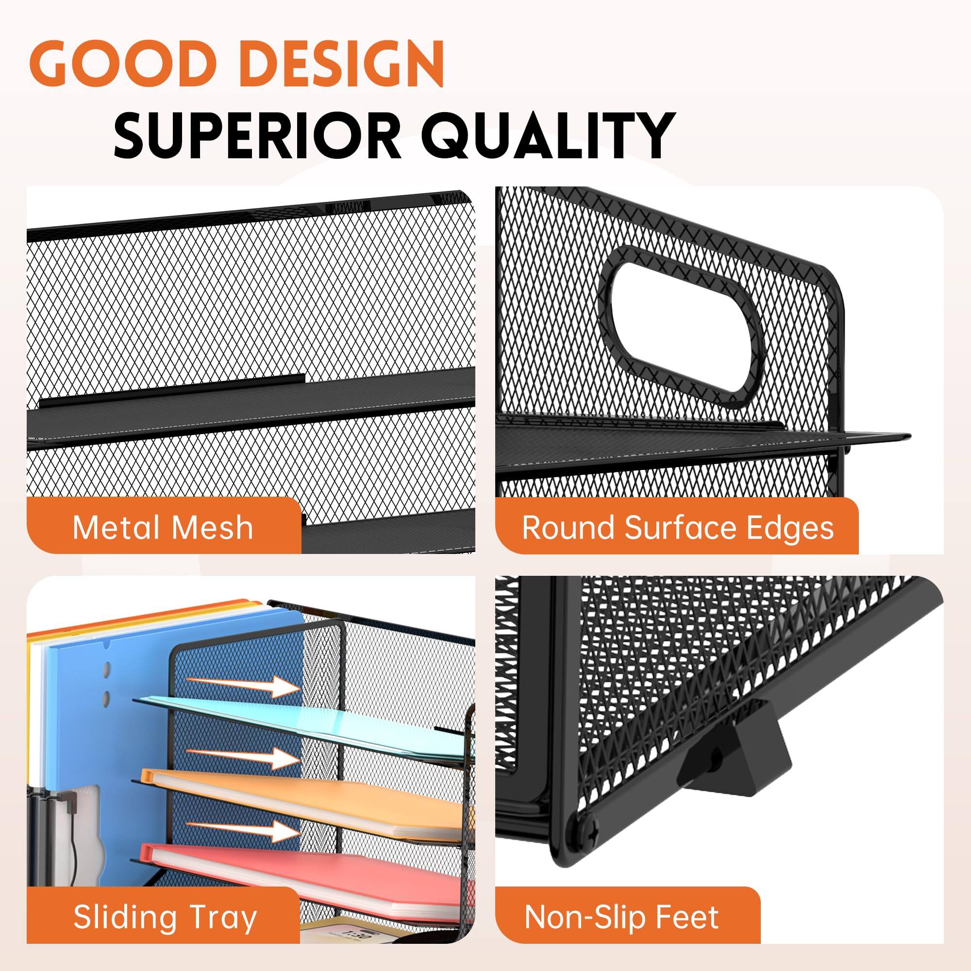 Dapper Styles Mesh Desk Organizer 5 tier Paper Letter Tray With File ...