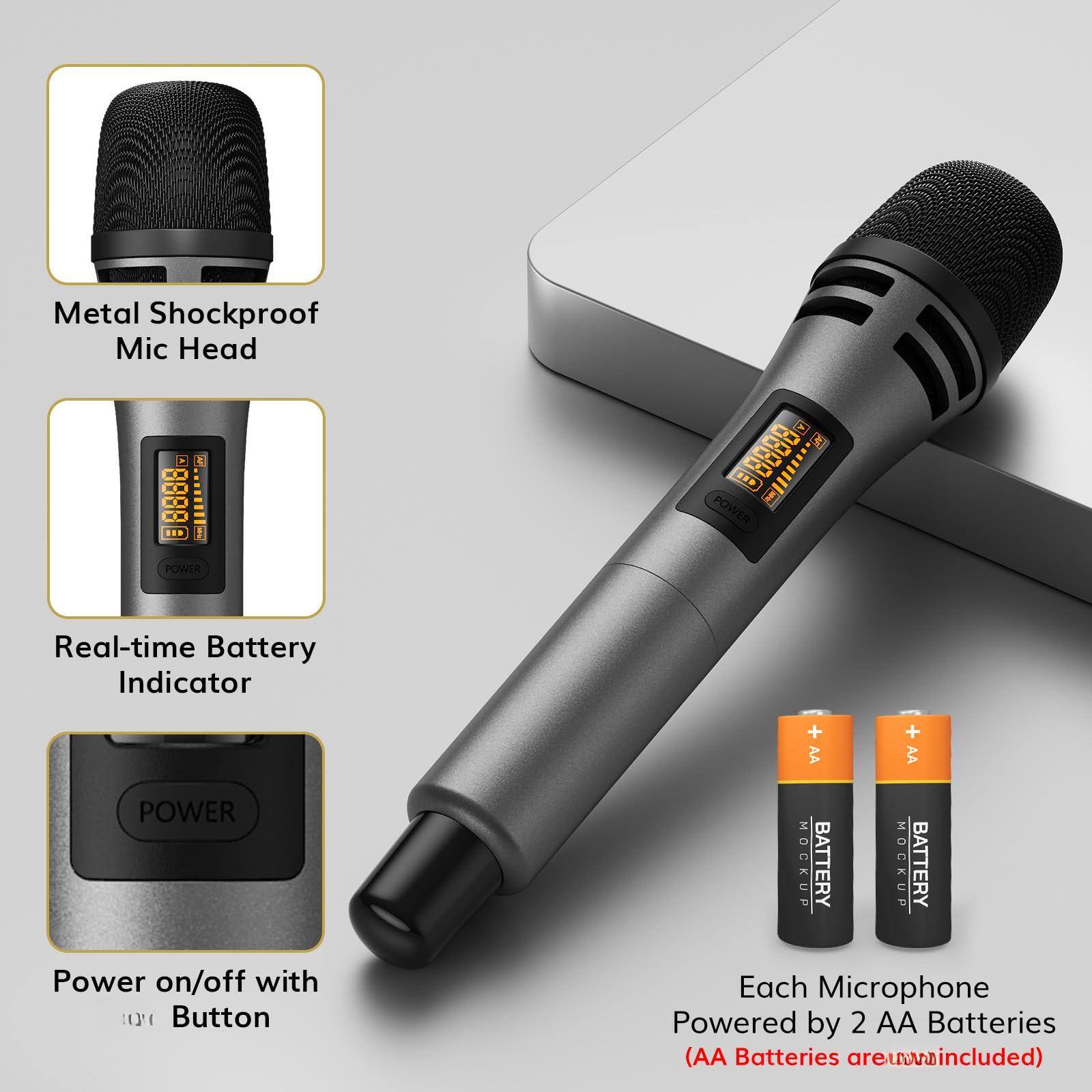 Earthley Blooms Wireless Microphone System 4 10 Uhf Cordless Handheld ...
