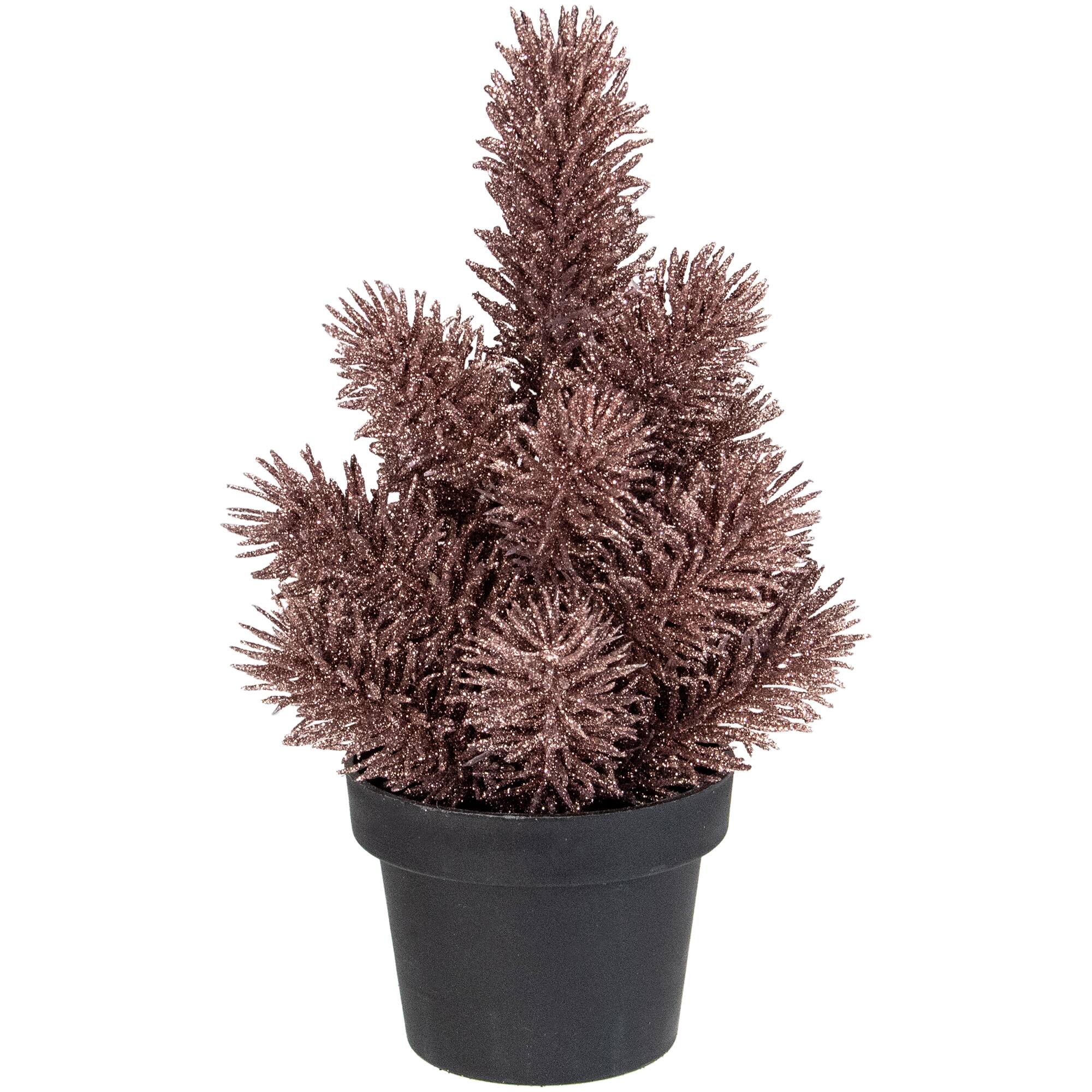 Northlight Potted Glittered Artificial Pine Christmas Tree 8.5" Rose ...
