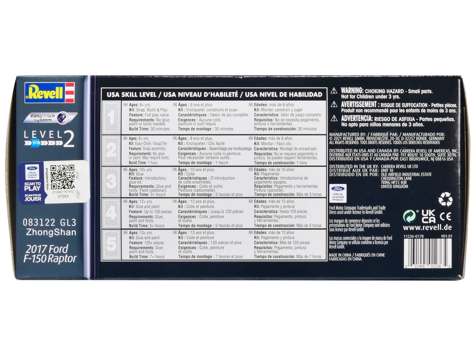 Level 2 Easy Click Model Kit 2017 Ford F 150 Raptor Pickup Truck 1/25 ...