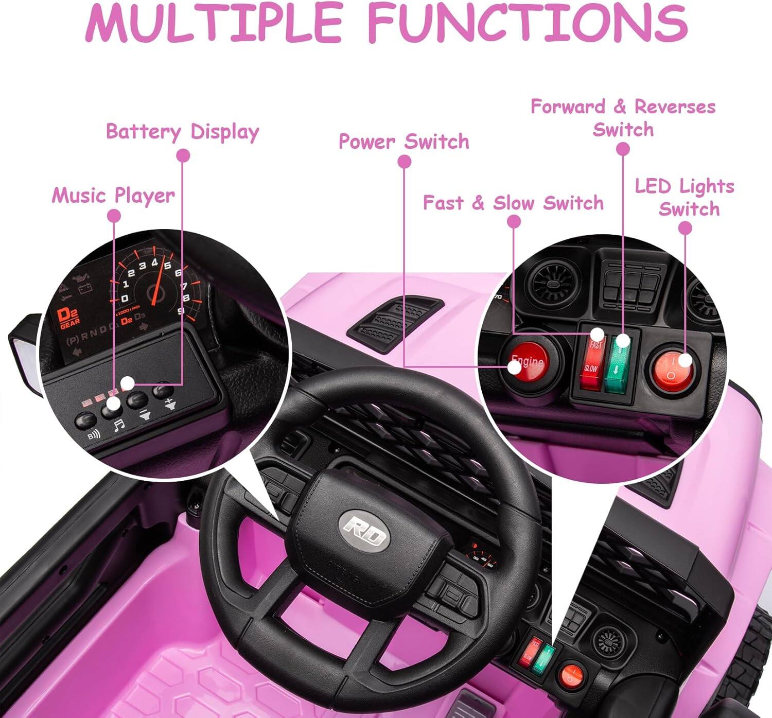 Babevy 12V Kids Ride On Truck, Remote Control, Battery Powered, Toddler ...