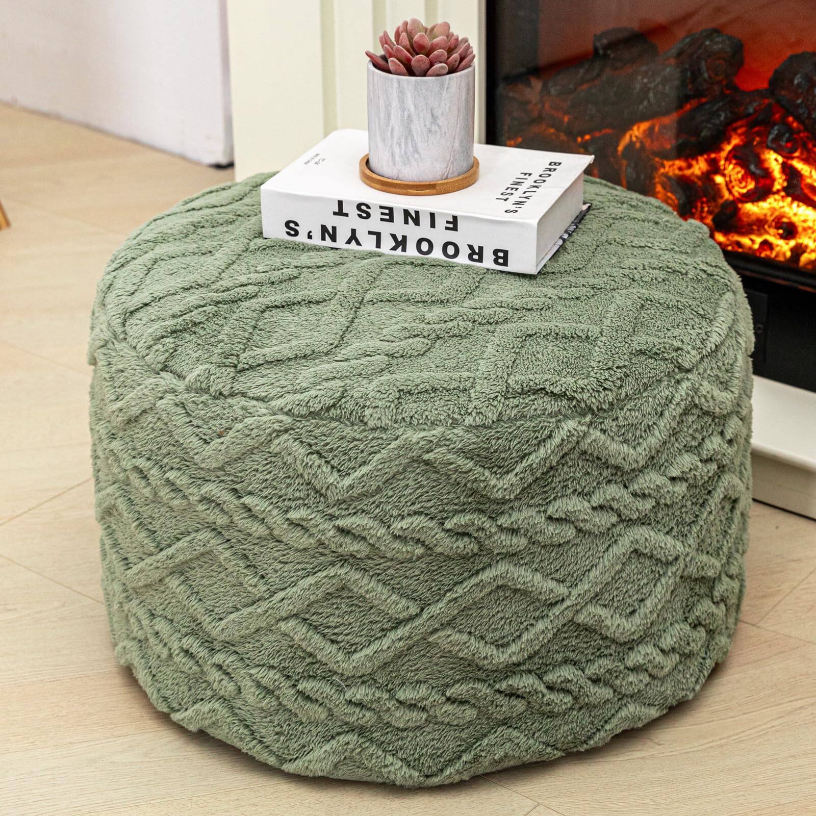 Fabibe Ottoman Foot Rest Stuffed Round Boho Comfortable Floor Poof ...