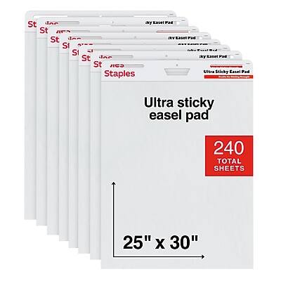 Staples Ultra Sticky Easel Pad, 25" x 30", 30 Sheets/Pad, 8 Pads/Pack ...