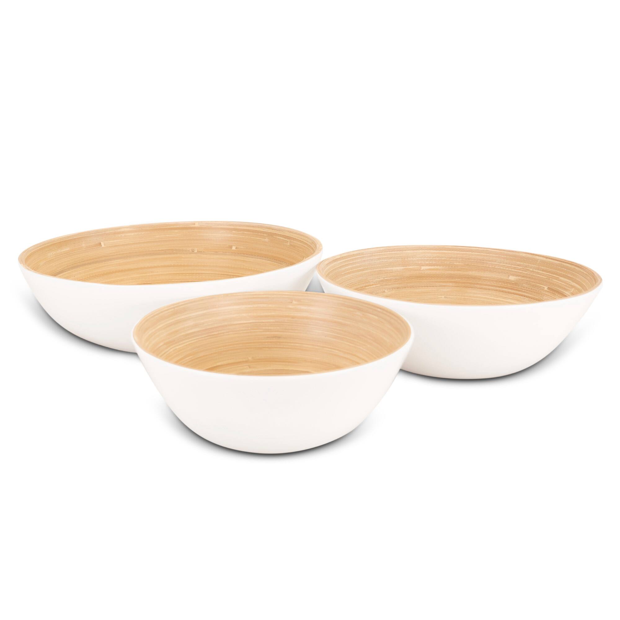 Lexa Bamboo 3 Piece Bowl Set, 12, 10, 8 Inch White LX3BSS-WHT - Best Buy