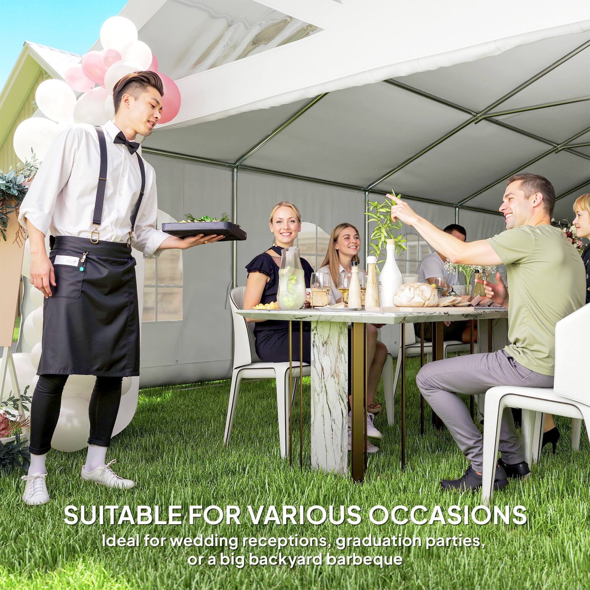 Outsunny 19.5' x 39' Heavy Duty Party Tent Outdoor Gazebo Wedding Tent ...