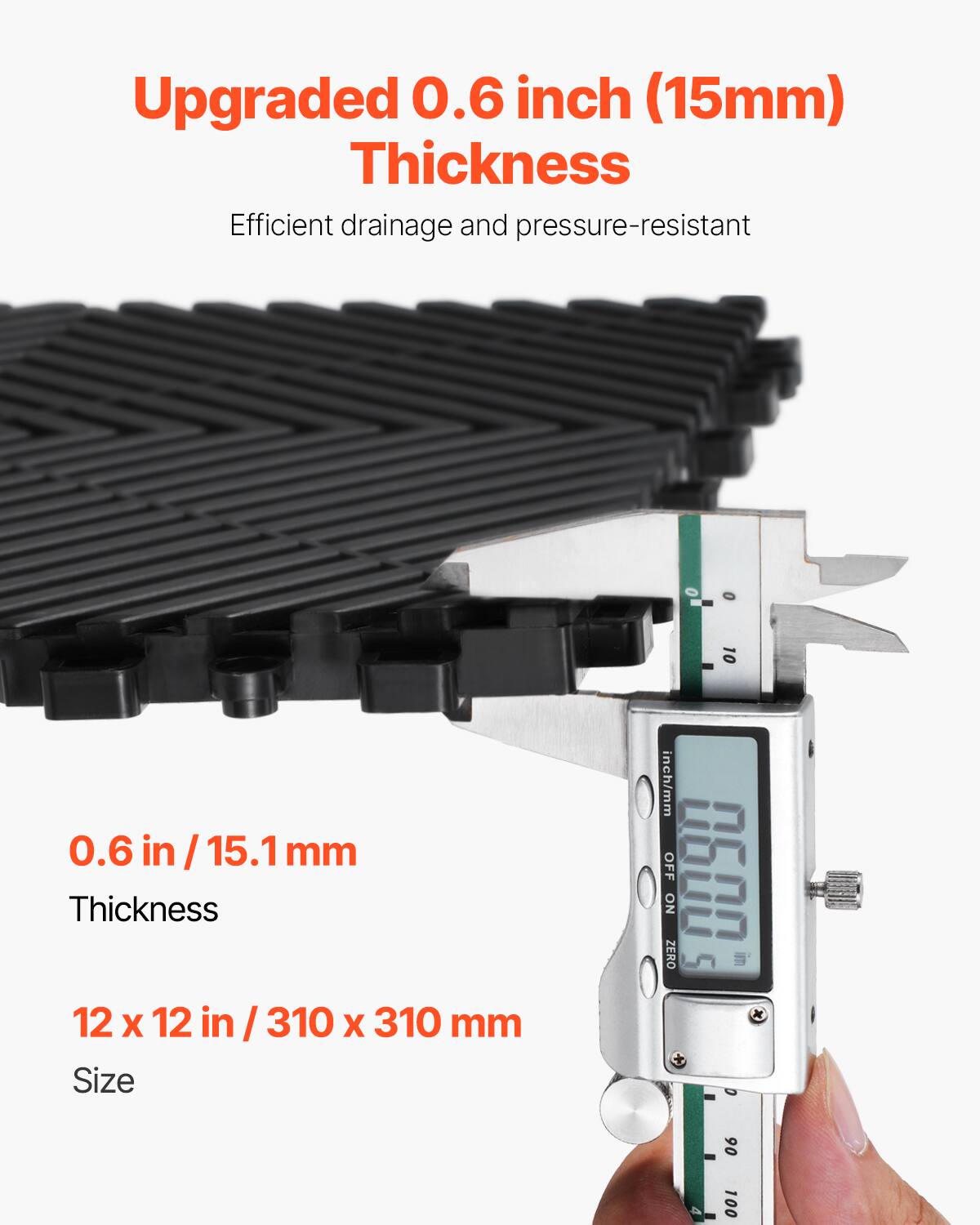 VEVOR Interlocking Drainage Mat, 12” x 12” Modular Interlocking Cushion ...