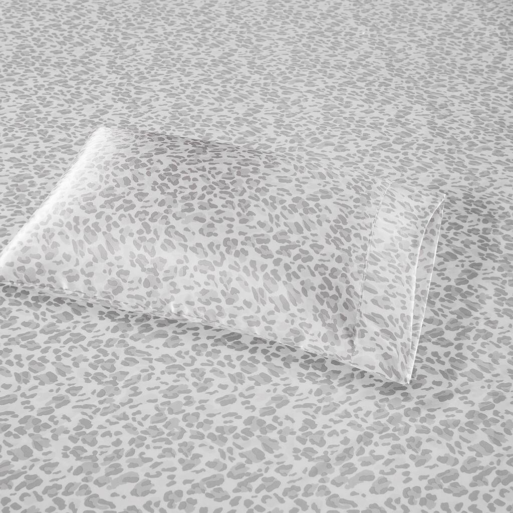 Gracie Mills Emeline Animal Printed Wrinkle Free Satin Sheet Set Gray ...