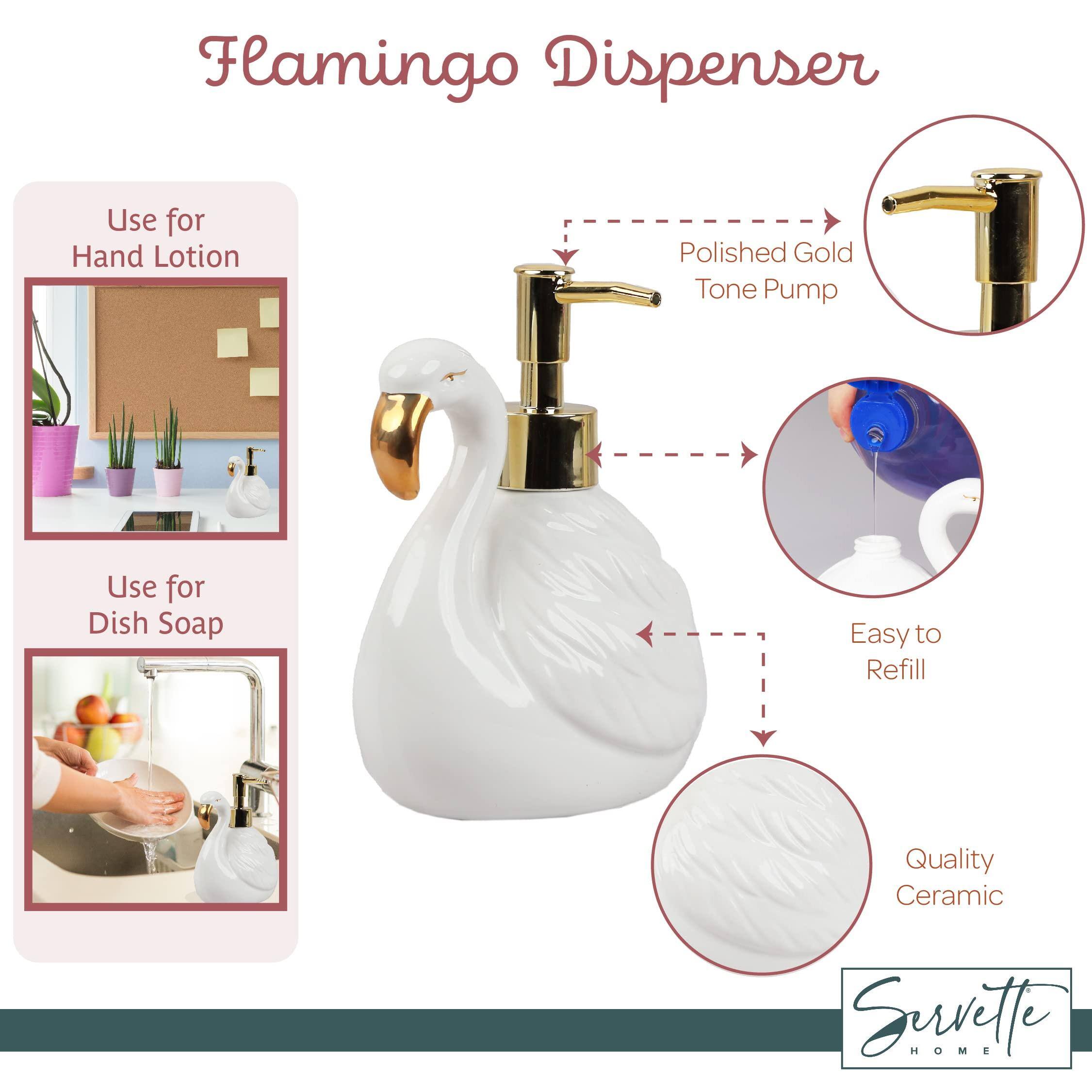 Dapper Styles Flamingo Soap Dispenser With Pump For Bathroom Or Kitchen ...